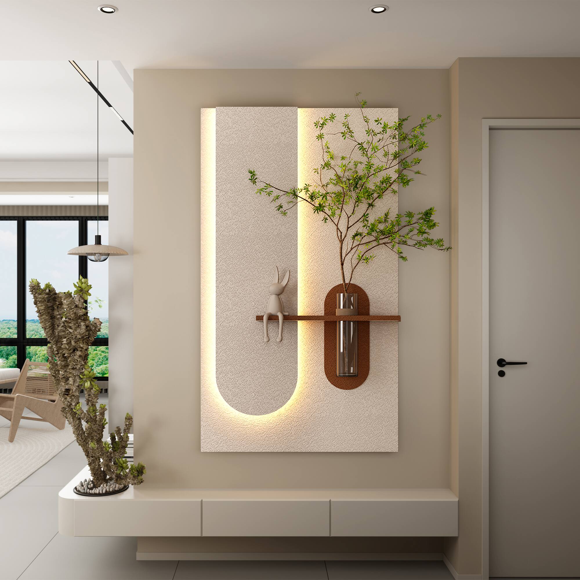 APRILSOUL Adjustable Color Led Sandstone Wall Decor Simulated Green ...