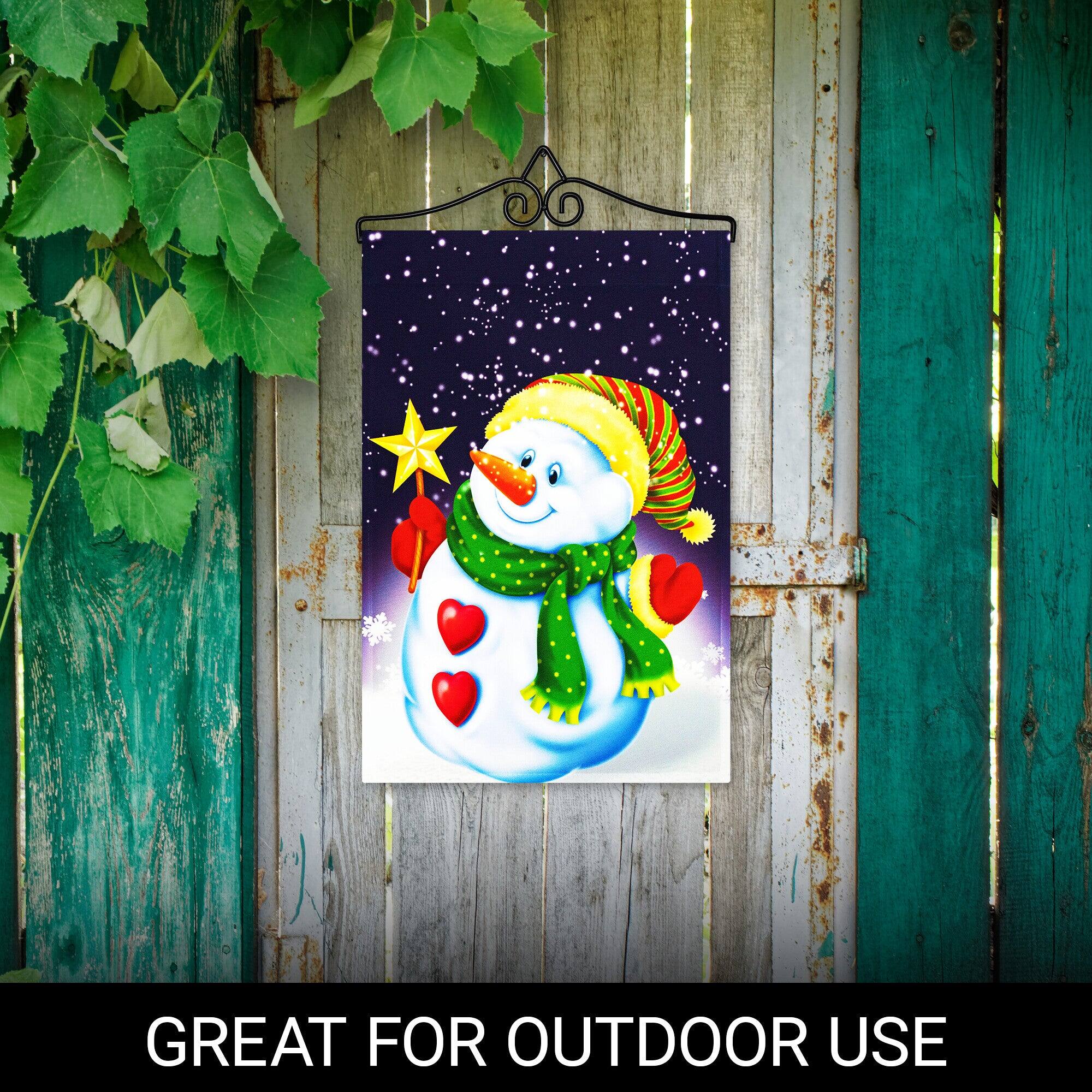 G128 Combo Garden Flag Hanger 14in with 12x18in Snowman and Star ...