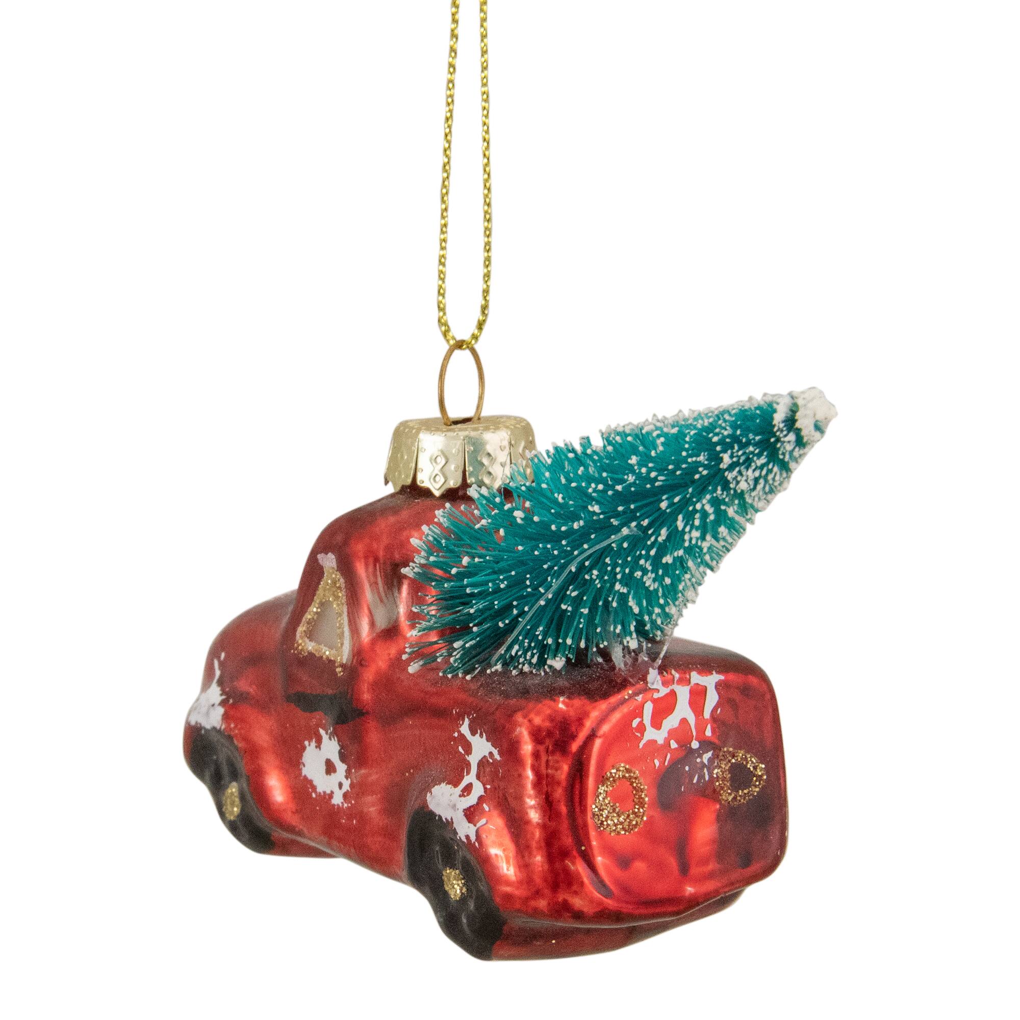 Northlight Metallic Truck with a Sisal Tree Glass Christmas Ornament 3. ...