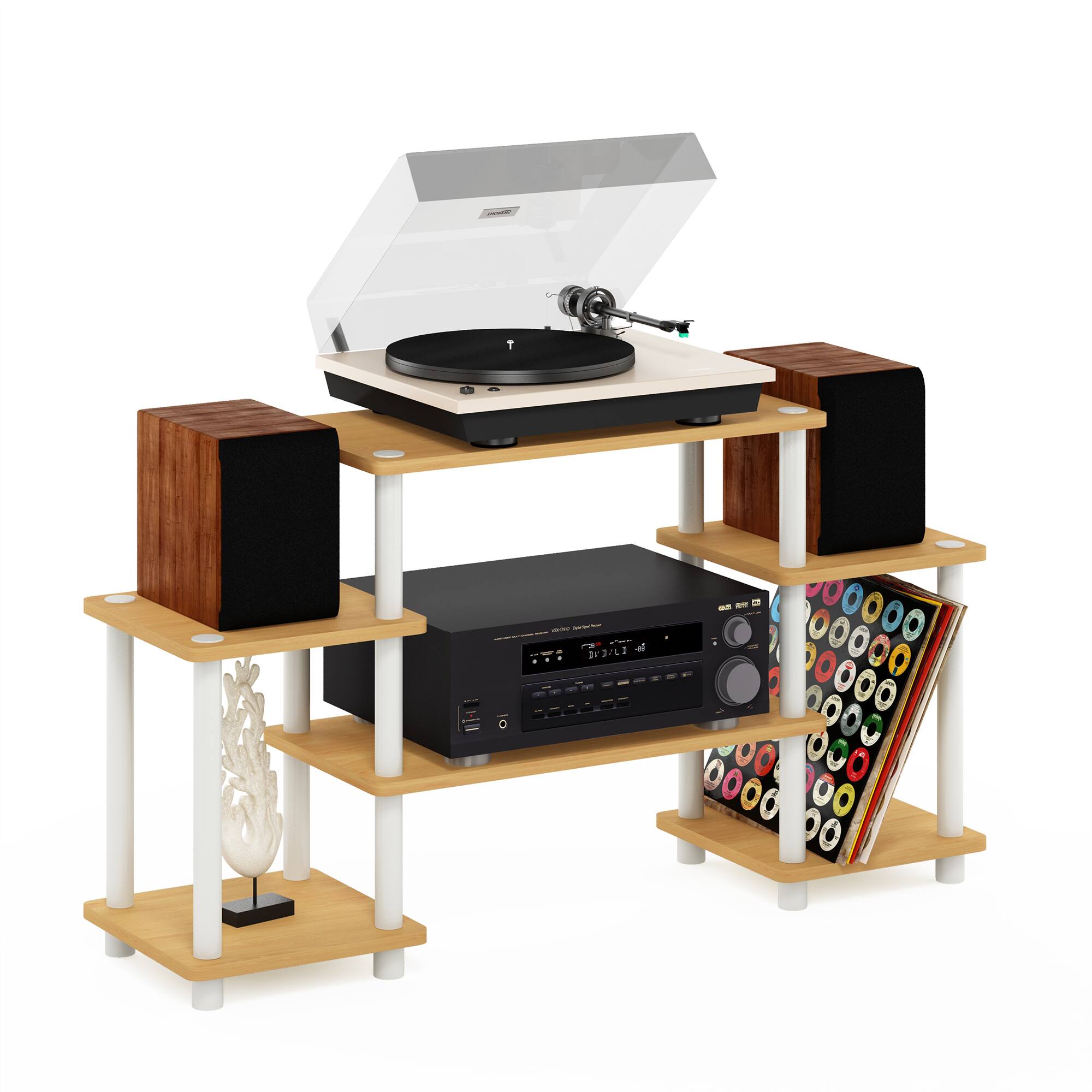 Furinno Turn N Tube No Tools Entertainment Center Beech/White 11257BE ...