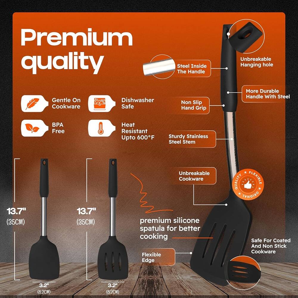 RTMB Kitchen Spatulas with Slots and Solid Design with silicone Heat ...