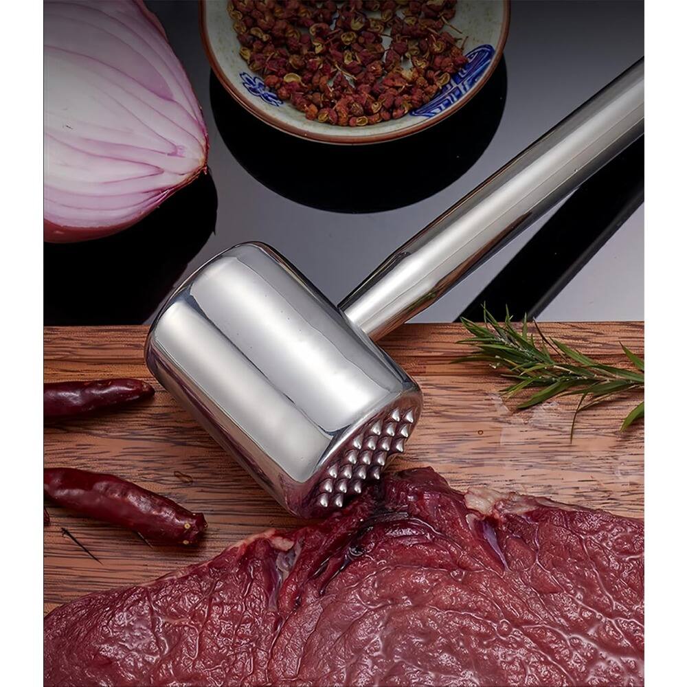 PARKER SLATER Meat Mallet Tenderizer, 10" Stainless Steel, Kitchen ...