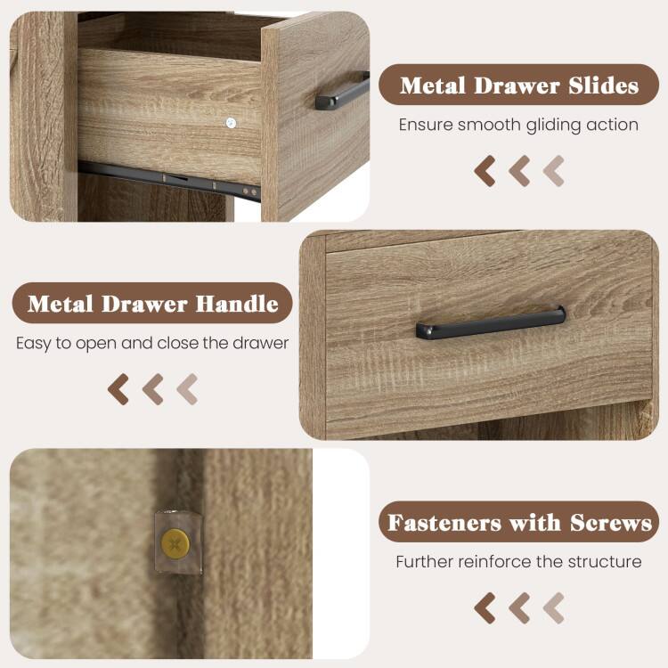 SlickBlue Wooden Nightstand with Drawer and Shelf for Bedroom ...