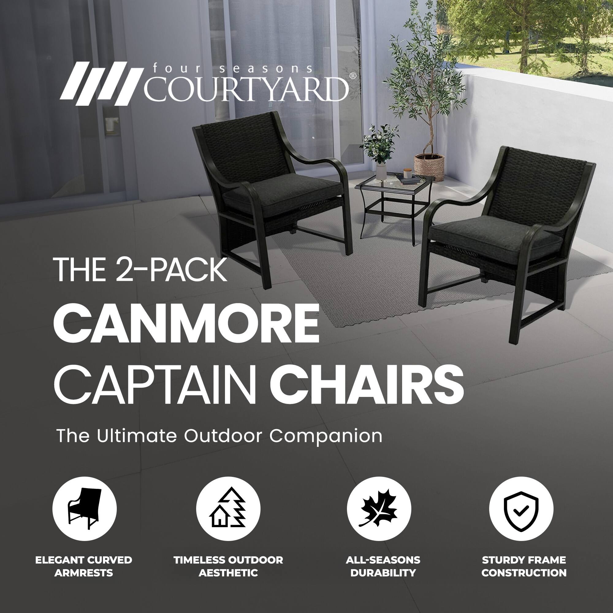 Four Seasons Courtyard Canmore Captain Outdoor Patio Cushioned Arm ...