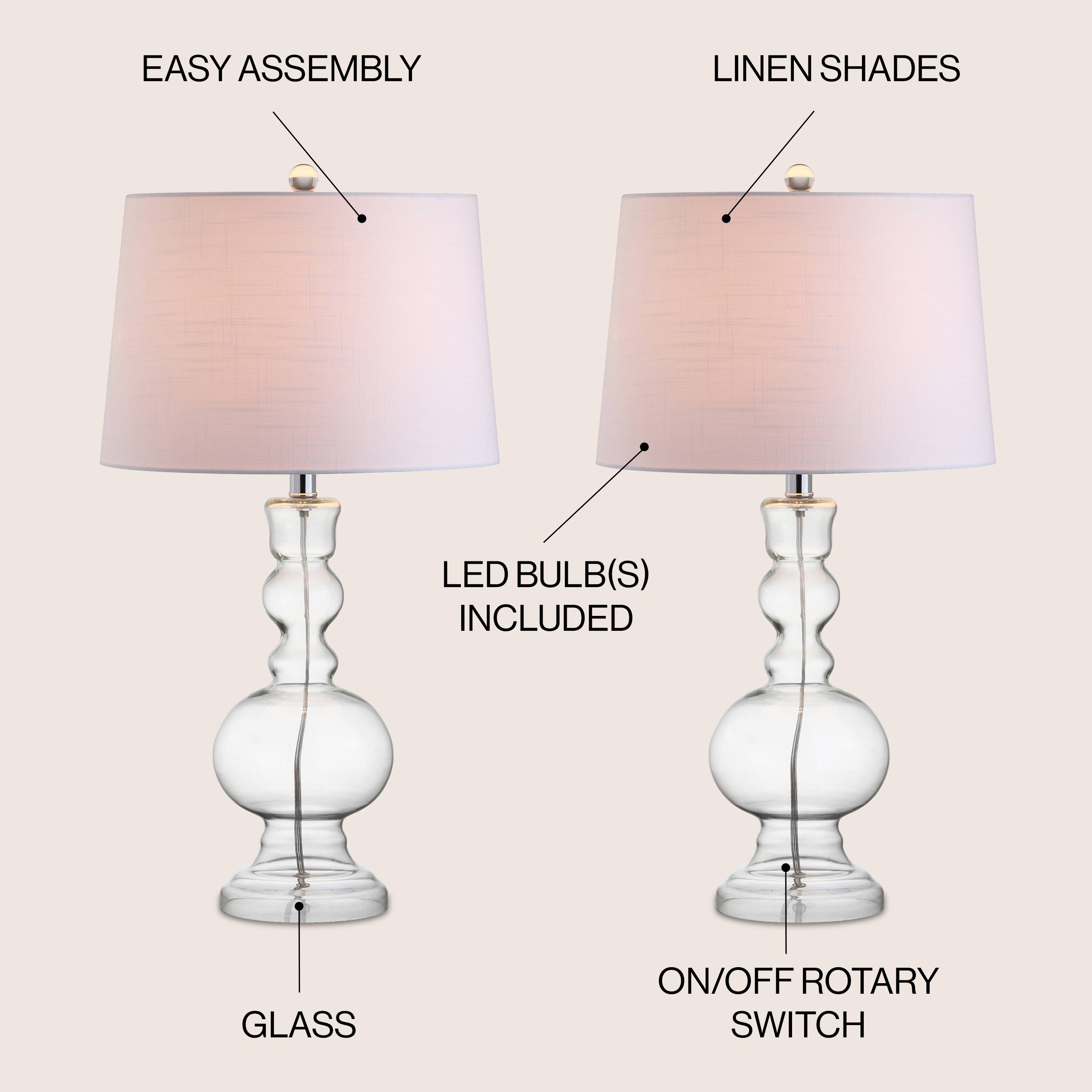 Jonathan Y Genie 28.5" Glass LED Table Lamp, (Set of 2) Clear JYL1061 ...