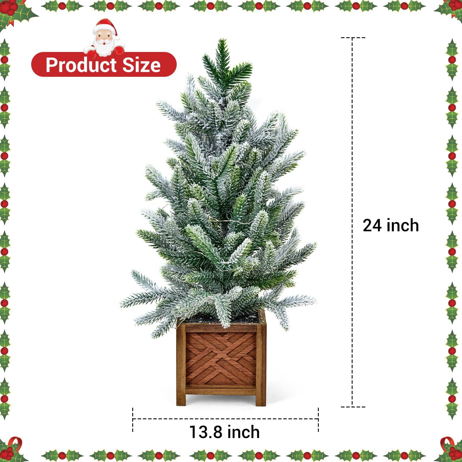 Jojoka 2ft Snow Flocked Pre Lit Tabletop Christmas Tree with 30 LED ...