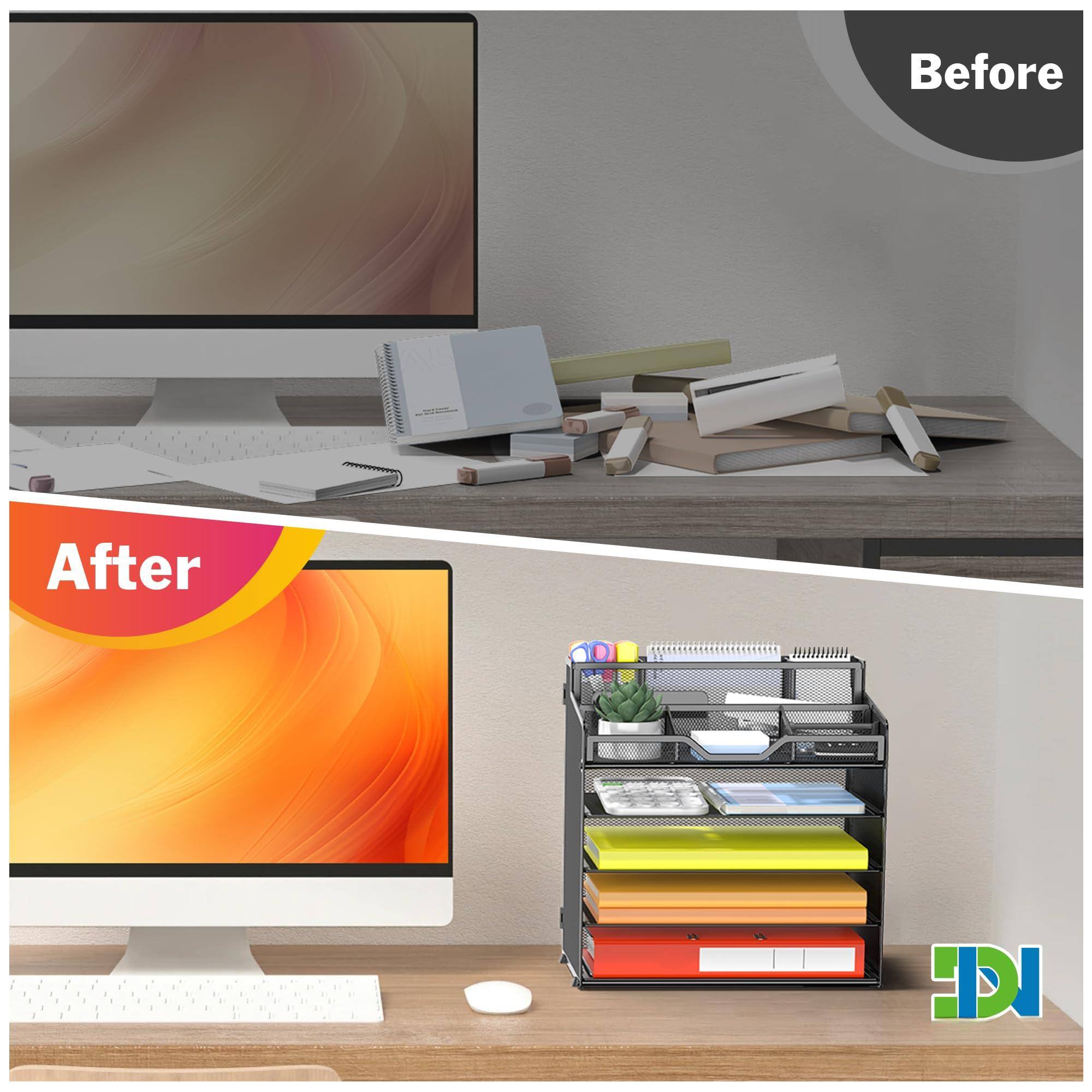 Dapper Styles 5 Tier Mesh Desk Organizer For Paper Office Supplies ...