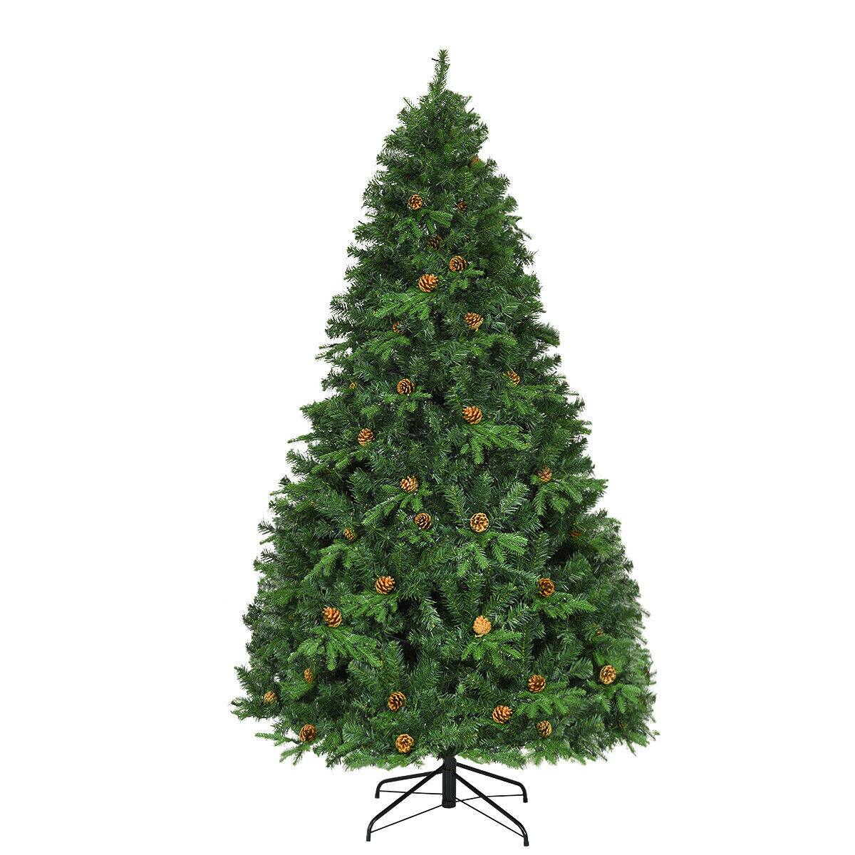 Gymax Pre Lit 7' Premium Spruce Artificial Christmas Tree Hinged 460 ...