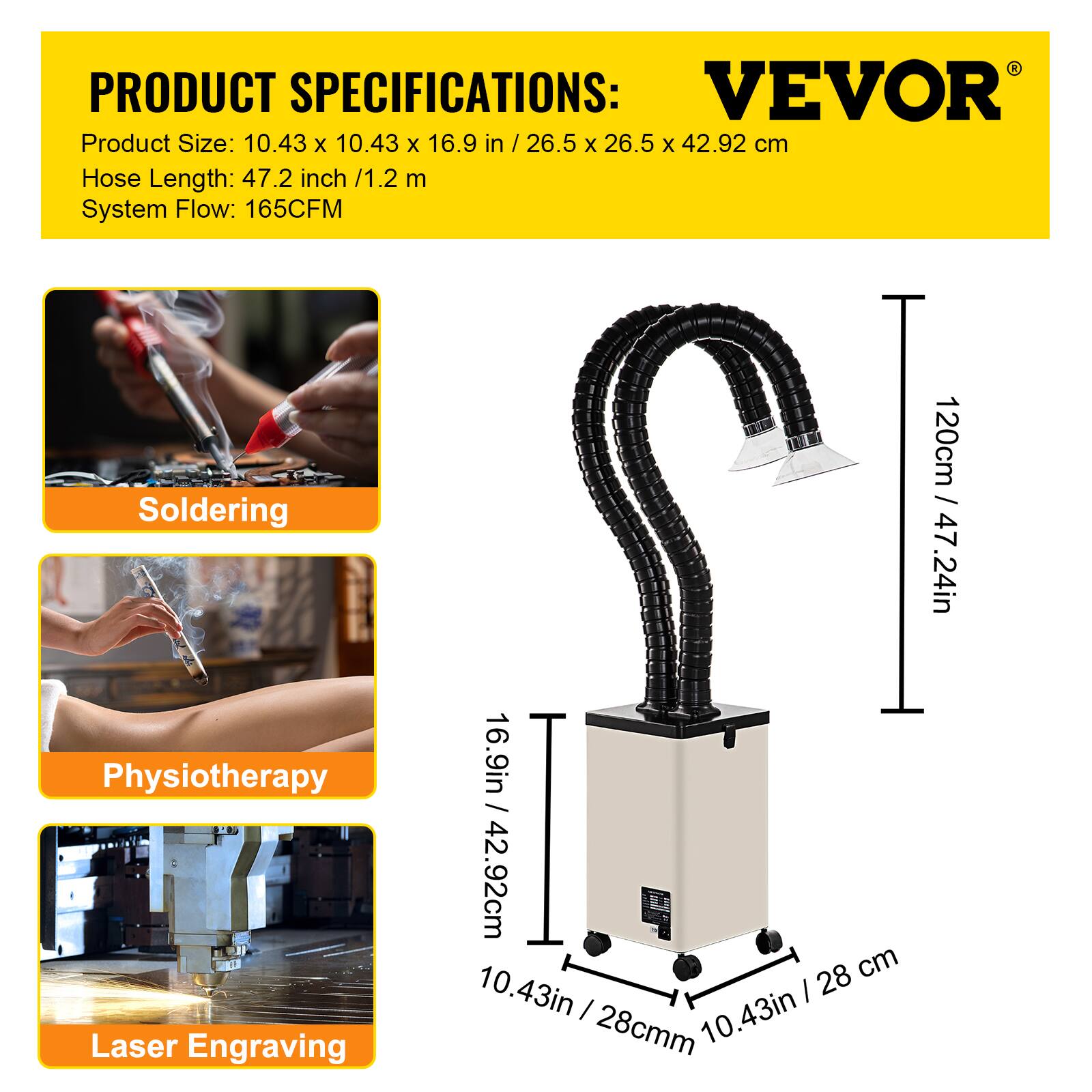 VEVOR Solder Fume Extractor, 150W 165CFM Soldering Smoke Extractor with ...