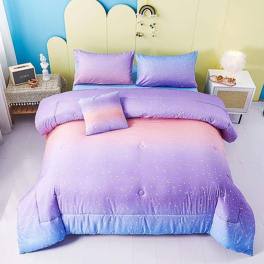 Reds Spade Comforter Set For 6pcs Bed In A Bag Gradient Moon Stars ...