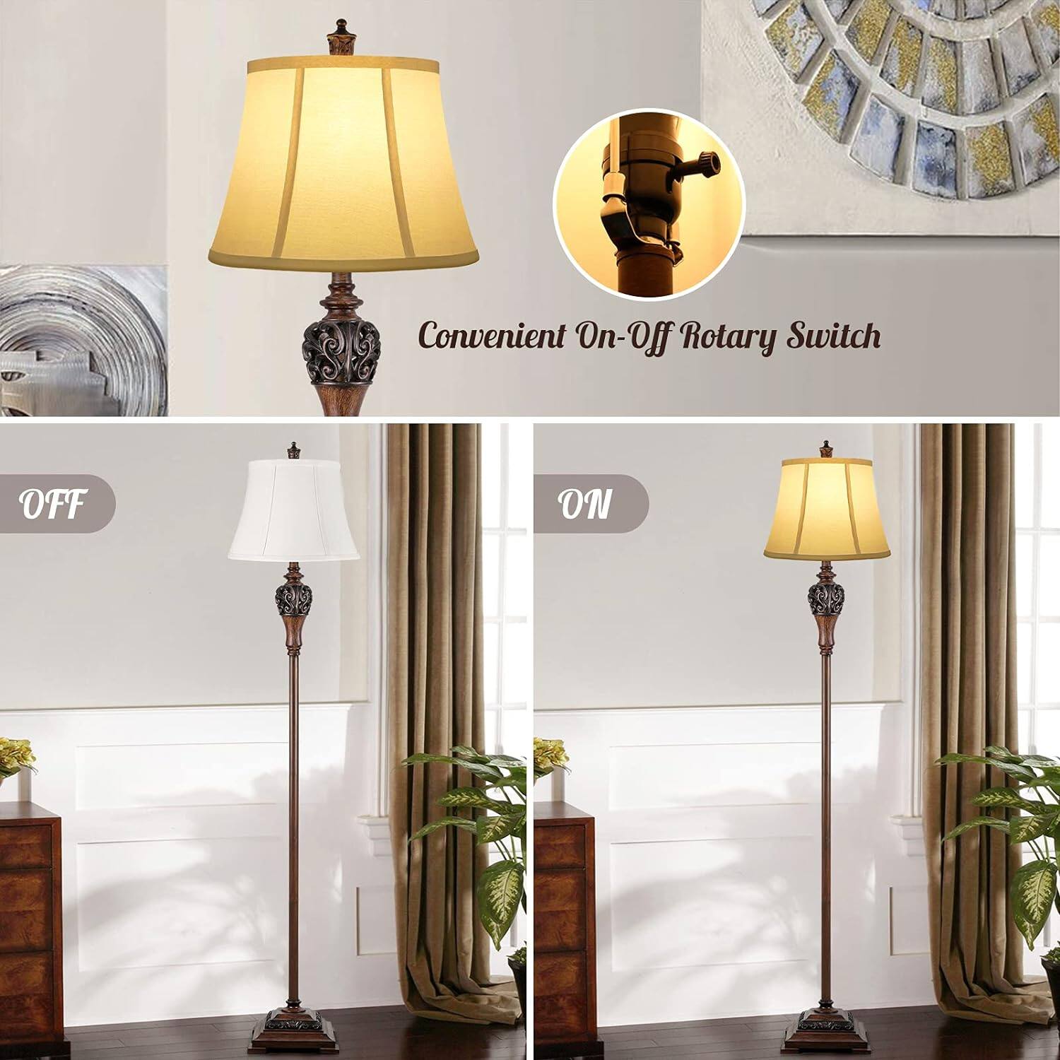 Nordic Hygge Vintage Floor Lamp for Living Room, Traditional Tall ...