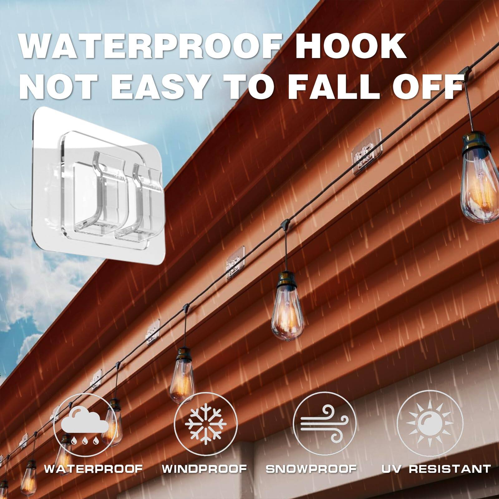 Paradigms Interiors Outdoor String Lights Hooks Heavy Duty No Drill ...