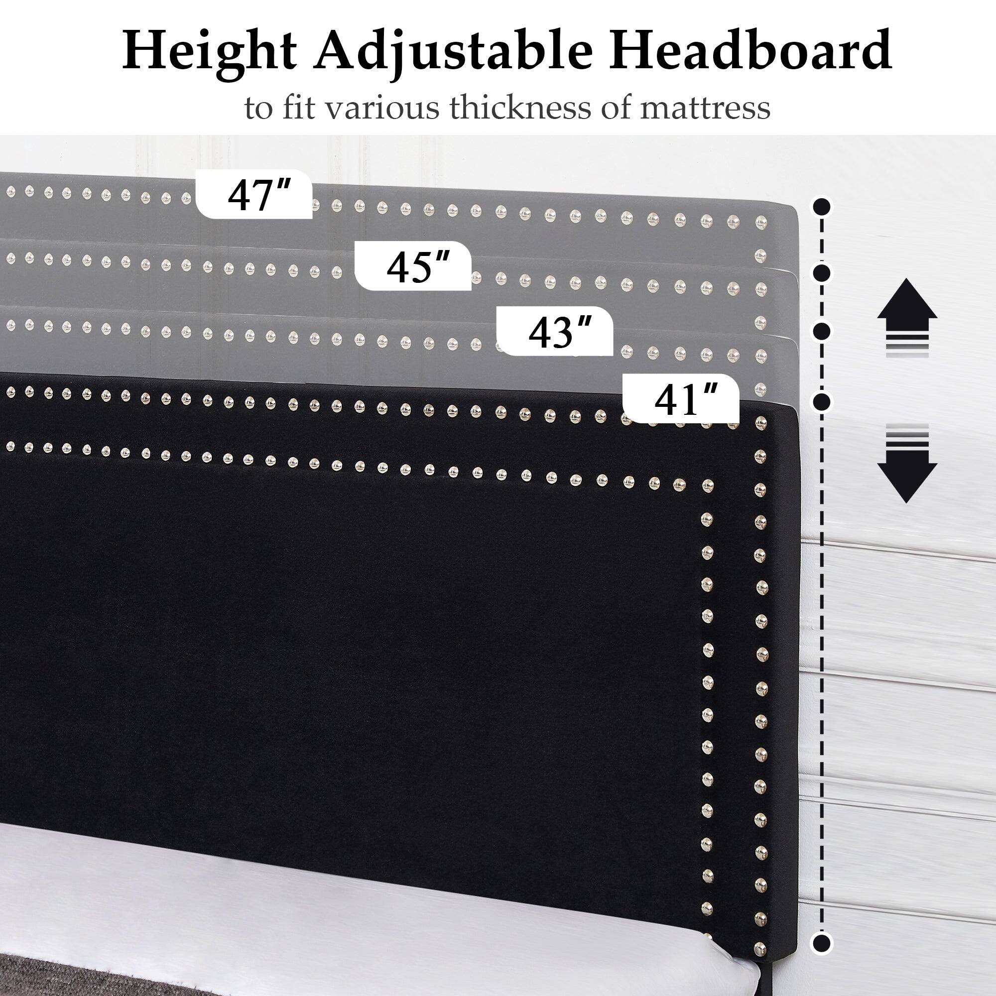 Vecelo Full Size Platform Bed Frame with Adjustable Upholstered ...