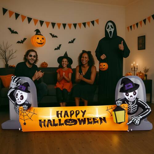 Winado 9.6 FT Halloween Inflatable Skeleton Tombstone Banner for ...