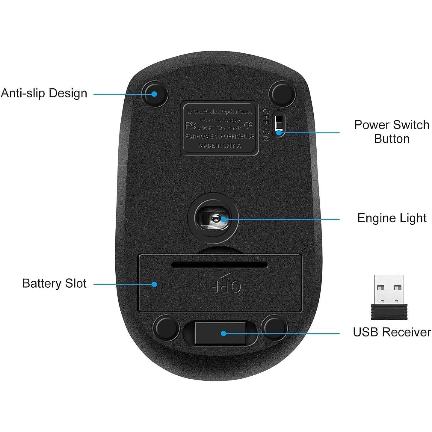 Cozy Serene Wireless Mouse Black 2.4ghz Computer 1200 Buttons With Nano ...