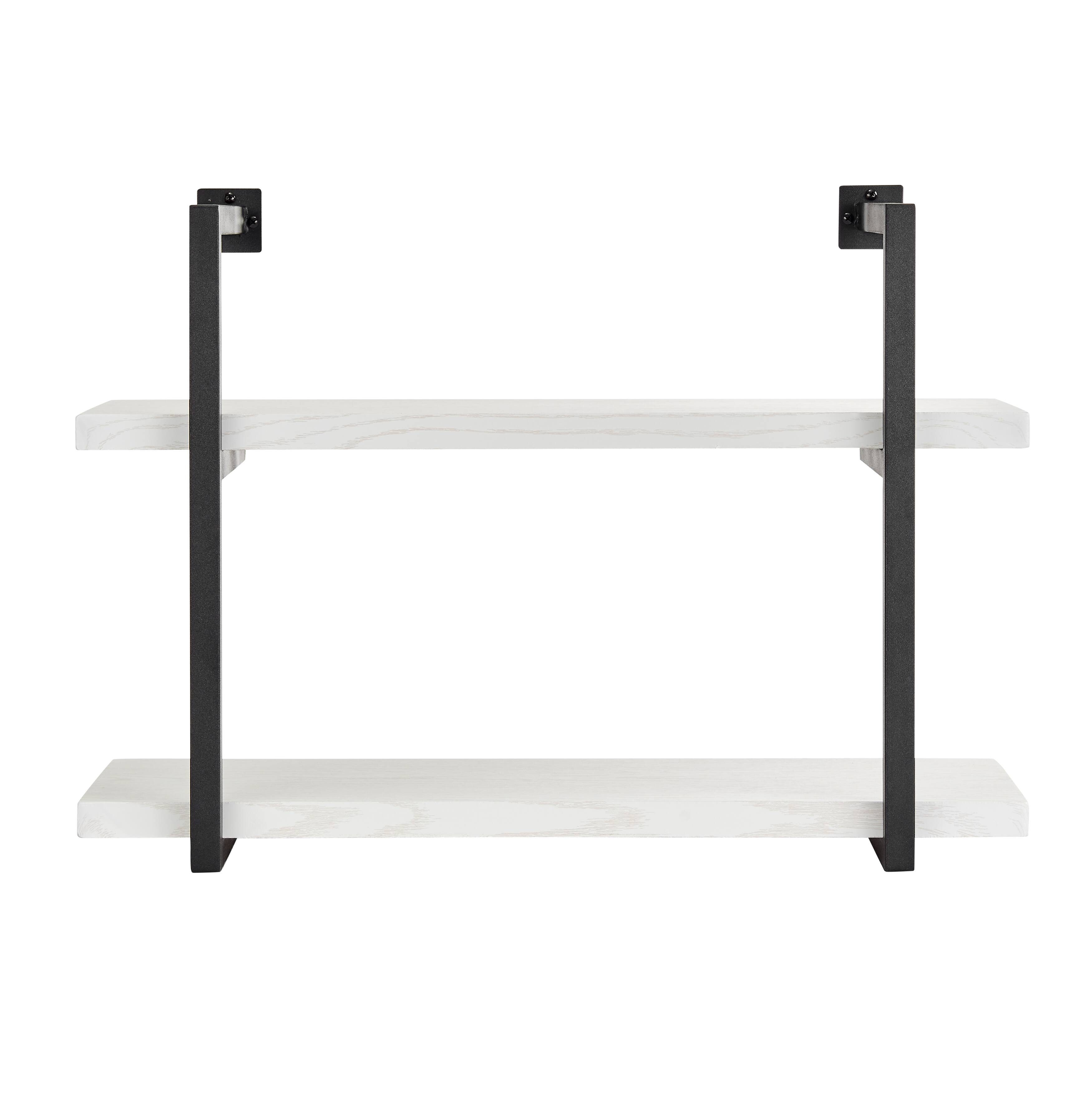 Danya B Modern 2 Tier Bracket Wall Shelves in Black Metal and Finish ...