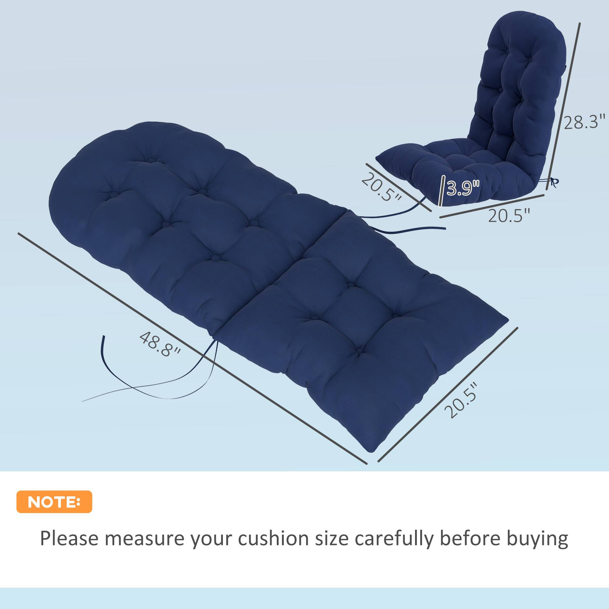 Outsunny Outdoor Adirondack Chair Cushions Set of 2, Tufted High Back ...