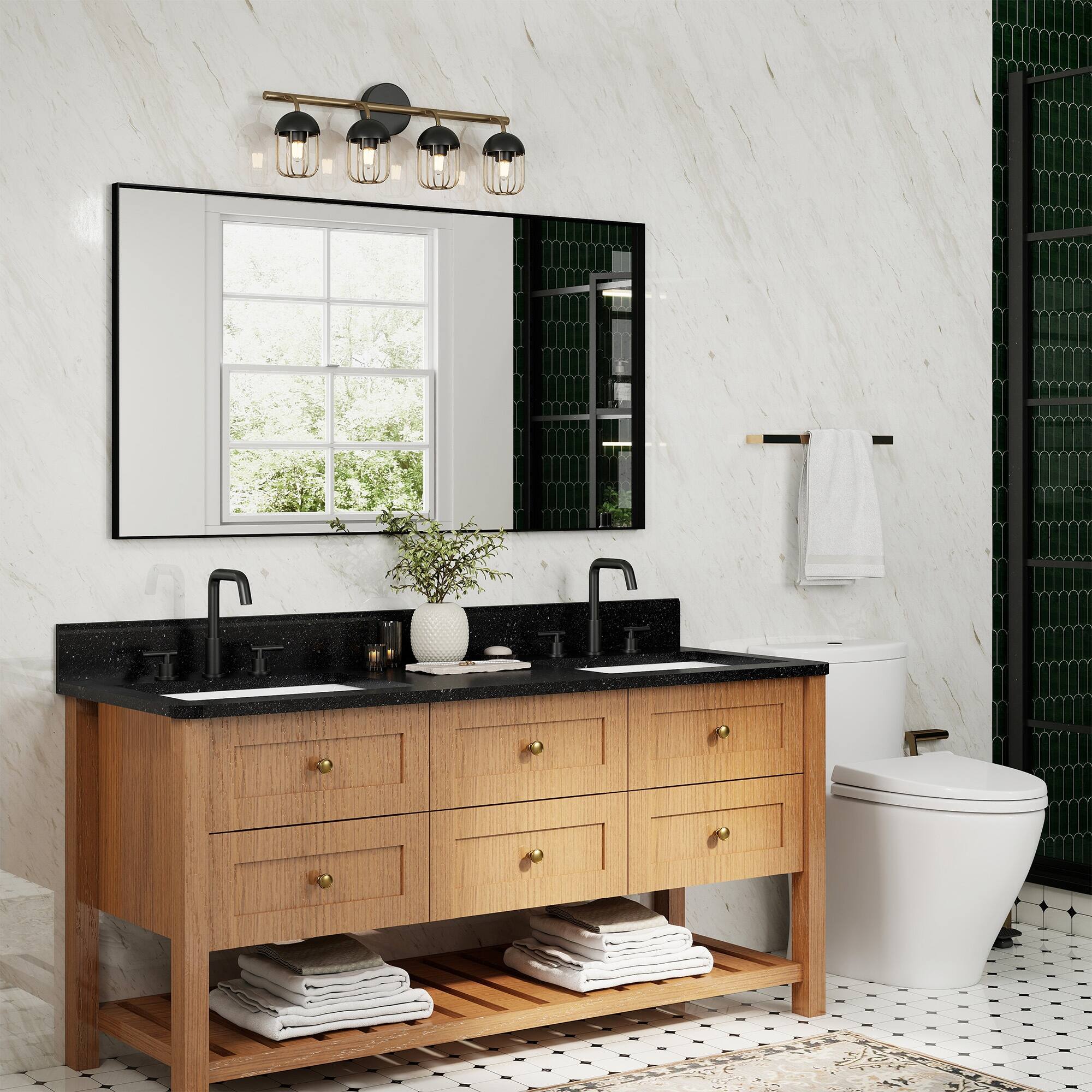 Boyel Living 55 x 36 in Rectangle Square Right Angle Mirror with Matte ...