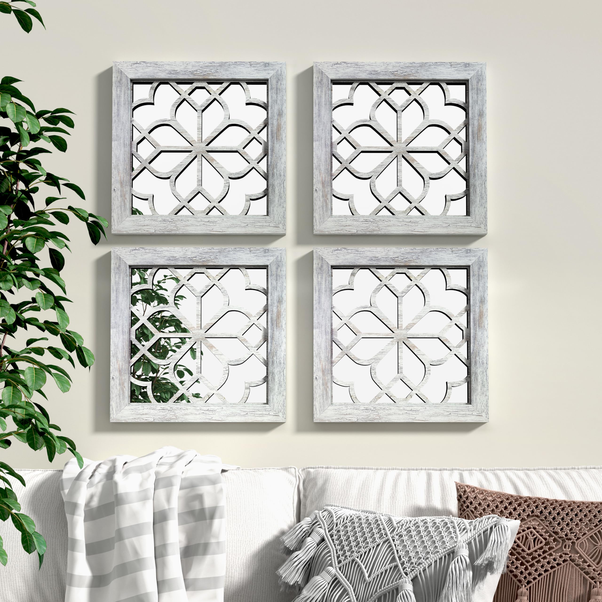 Live At Space Boho Square Wall Mirrors Set Of 2 12"x12" Decorative For ...