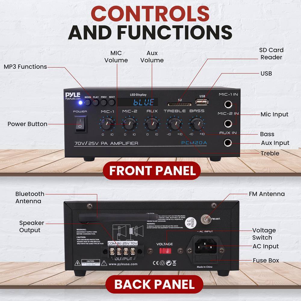 PYLE 25V/70V PA Amplifier Black PCM20A - Best Buy
