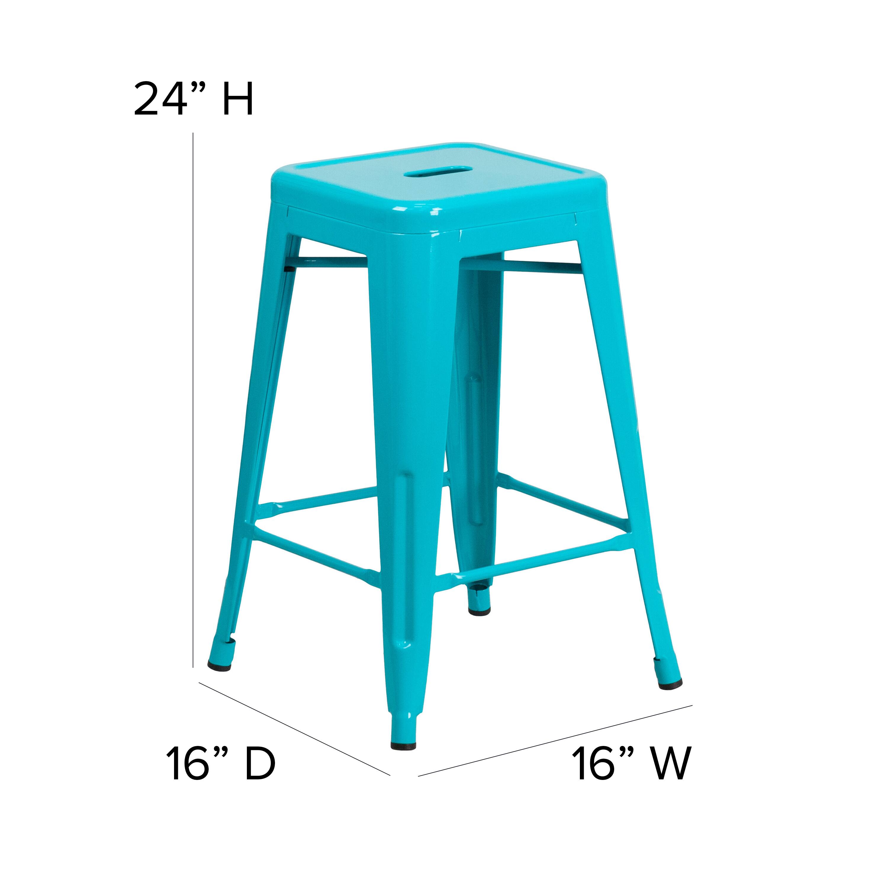 Emma + Oliver Commercial Grade 24"H Backless Metal Indoor Outdoor ...