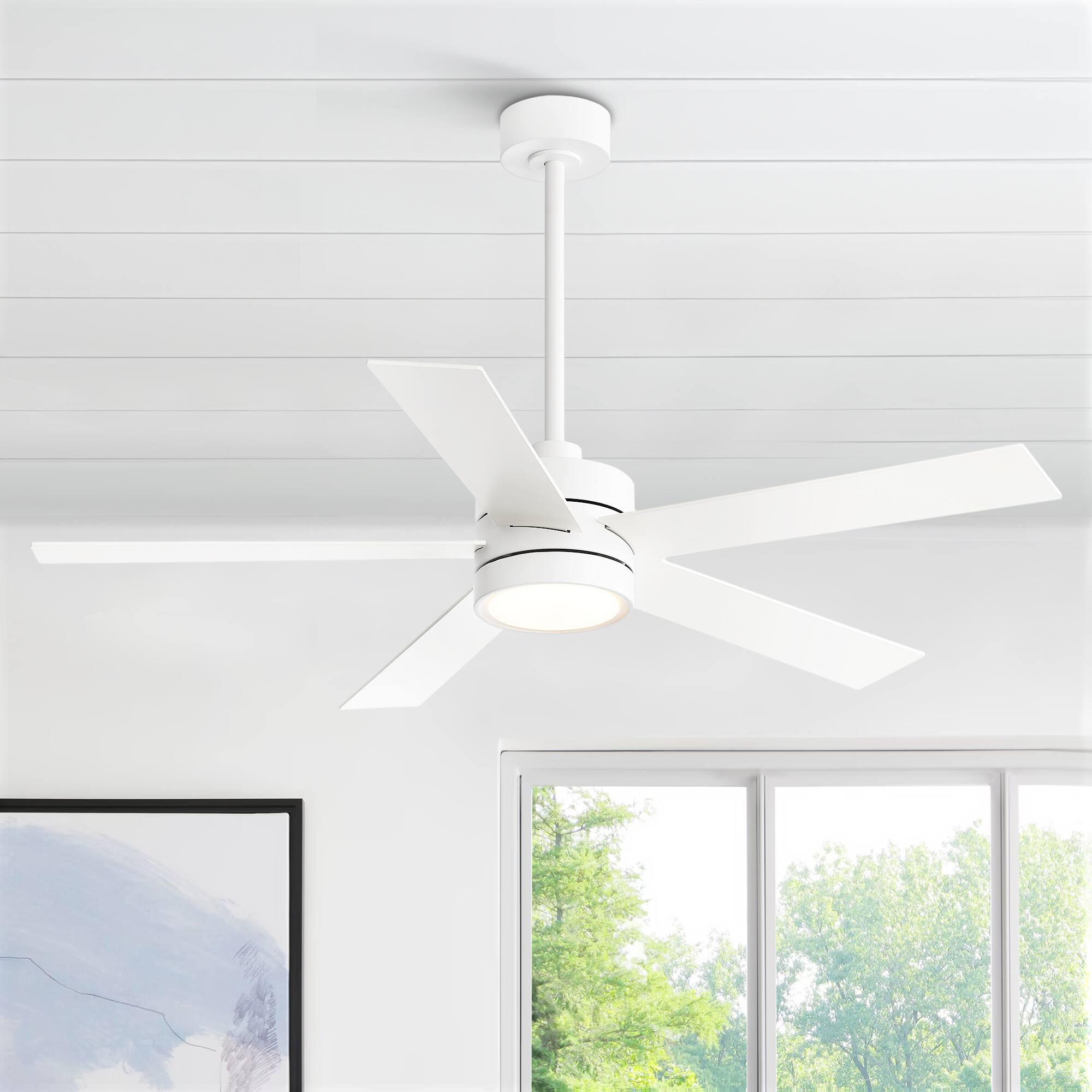 Breezary 52 In Indoor Ceiling Fan with Led Light, 5 Plywood Blades, 6 ...