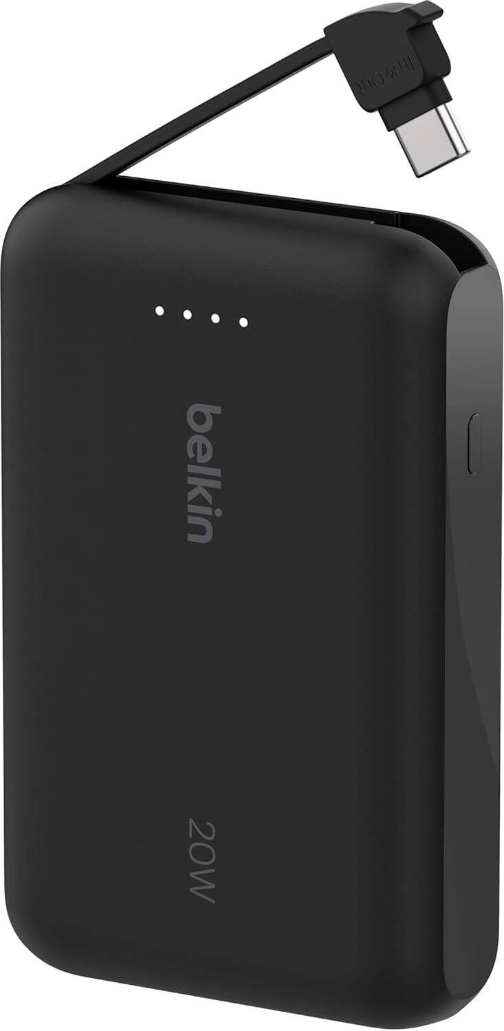 Belkin BOOST↑CHARGE Power Bank with Integrated Cable 10K PD 20W, Fast ...
