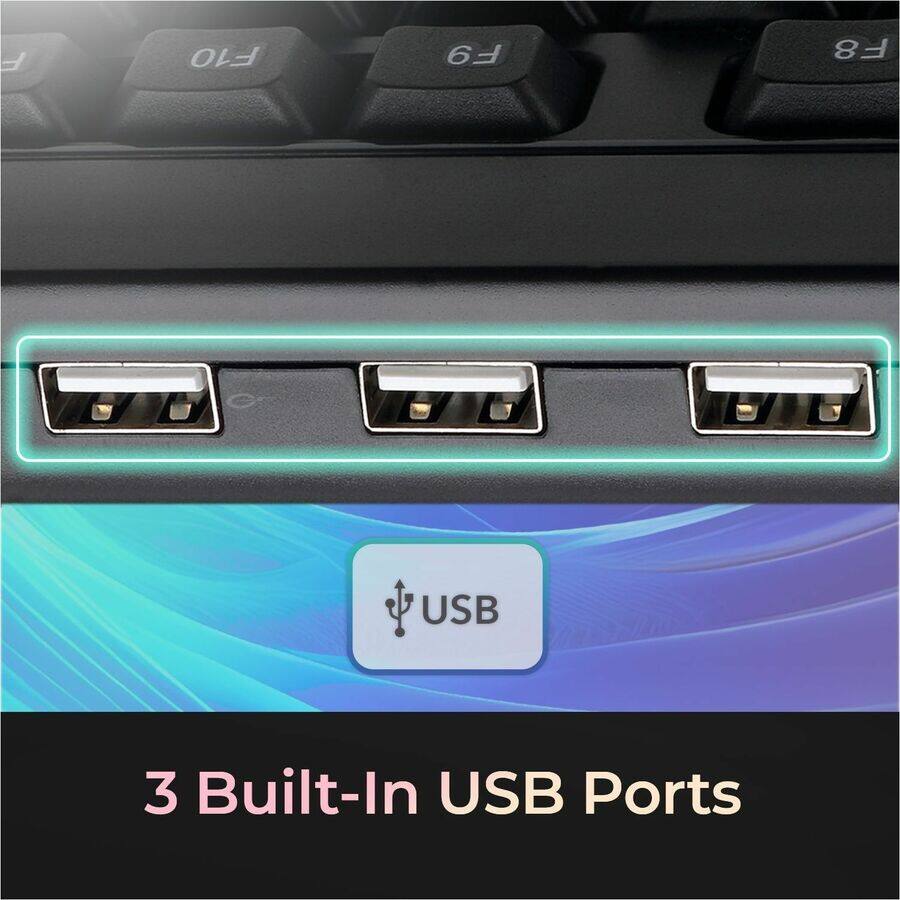 Adesso Multimedia Desktop Keyboard with 3 Port USB Hub Cable ...