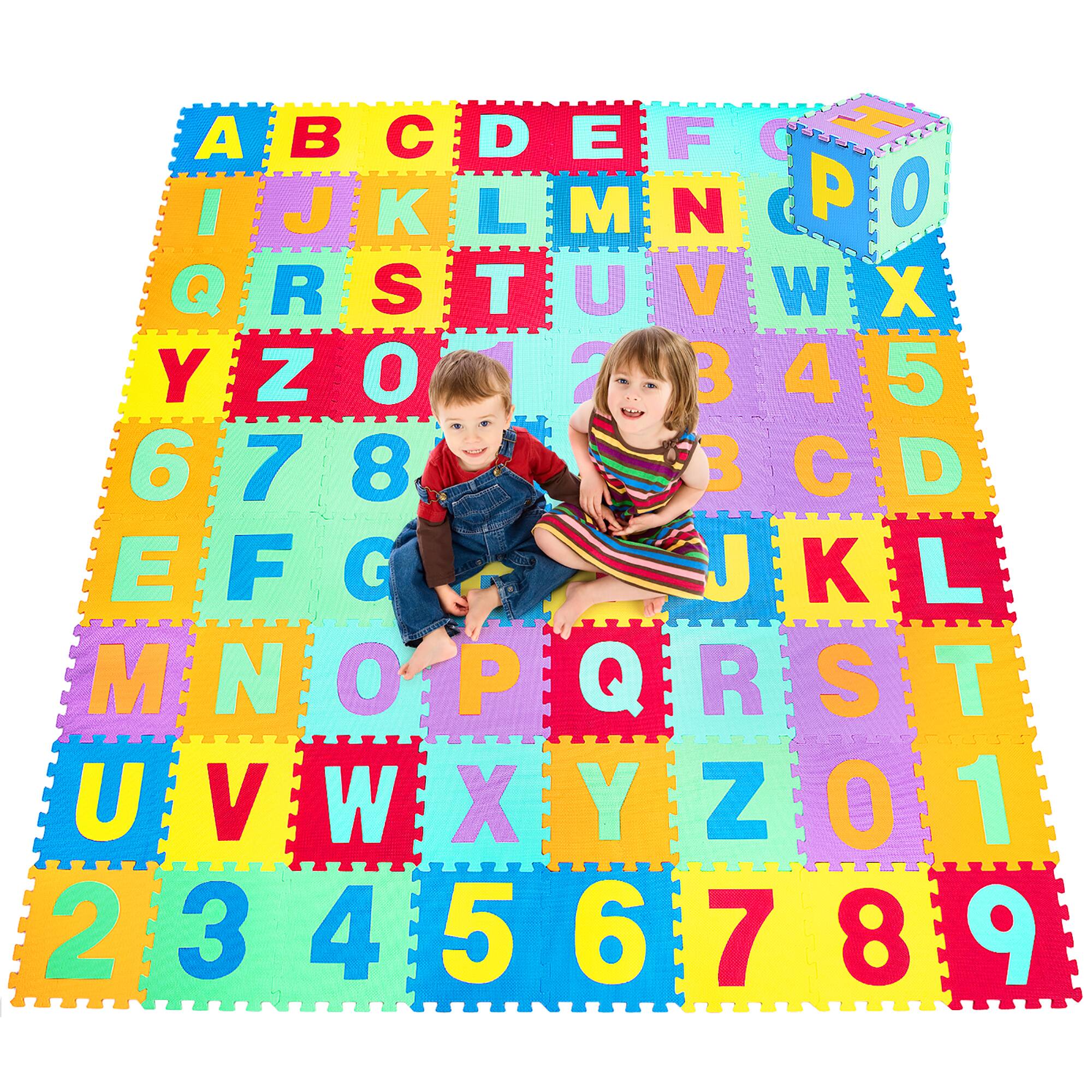 Best Buy: Costway Kids Foam Interlocking Puzzle Play Mat w/Alphabet & Numbers 72-Piece Set Multi ...