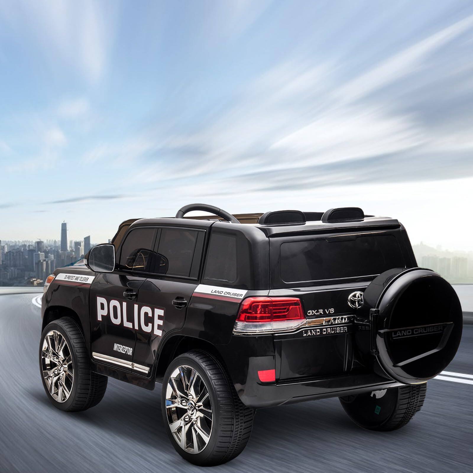 Jojoka 12v Ride on Police Car SUV, Licensed Toyota Land Cruiser ...