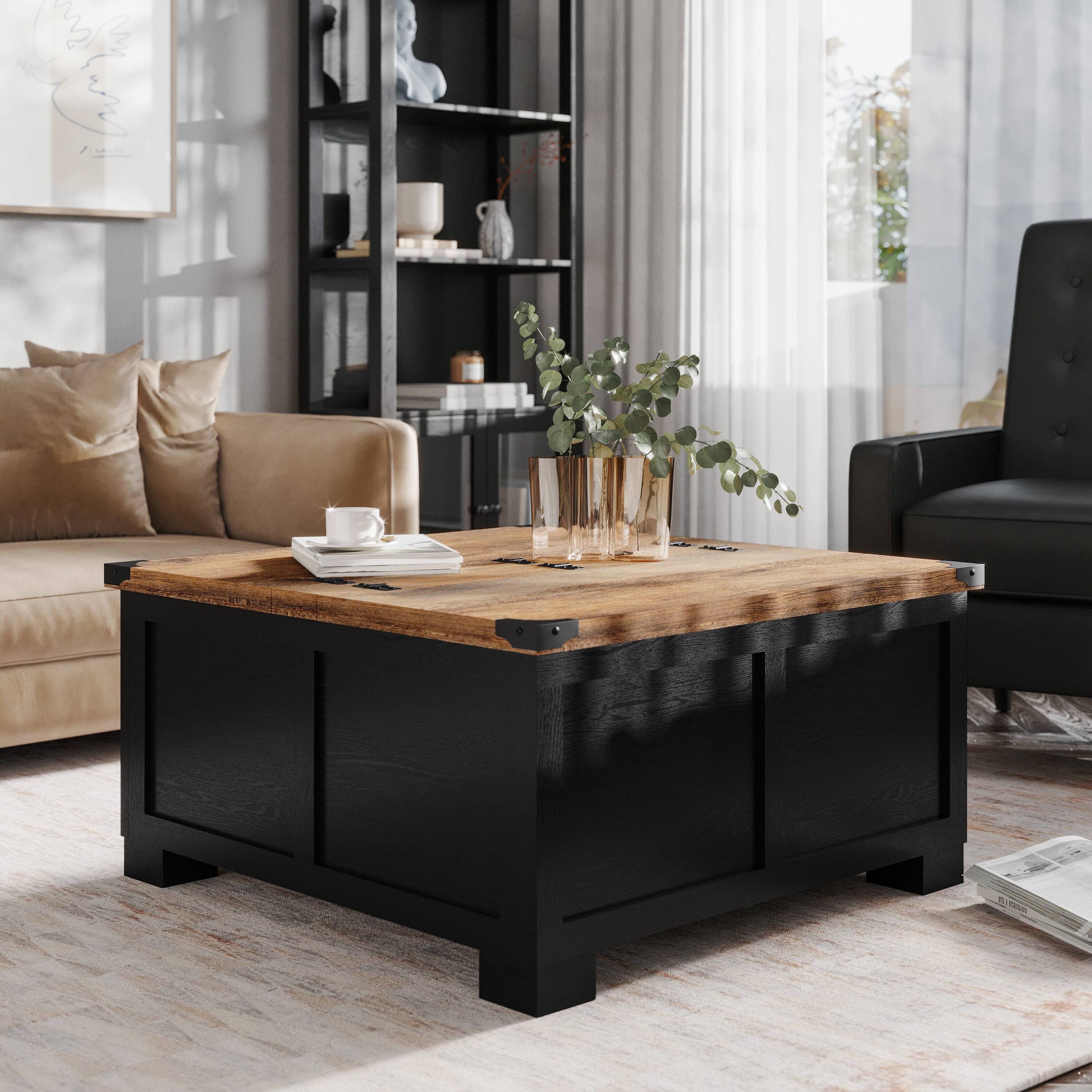 Emma + Oliver Marella Farmhouse Coffee Table with Clamshell Style ...