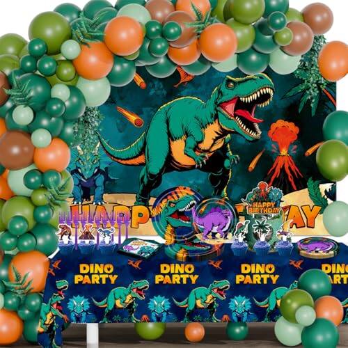ESBANY 150Pcs Dinosaur Birthday Decorations Dinosaur Themed Party ...