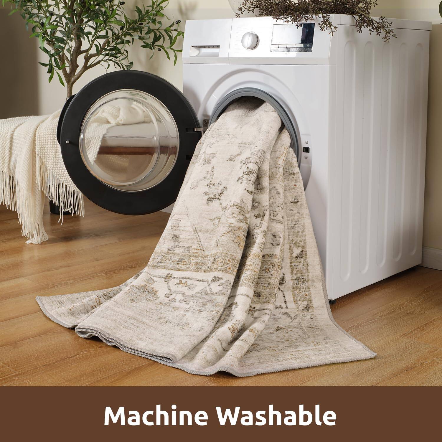 Fabibe 3X5 BEIGE Easy Care Machine Washable Indoor AMOAMI 3X5 AREA SOFT ...