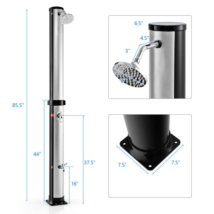 Mondawe 7.2 FT Solar Heated Outdoor Shower with Rotating Head, 10 ...