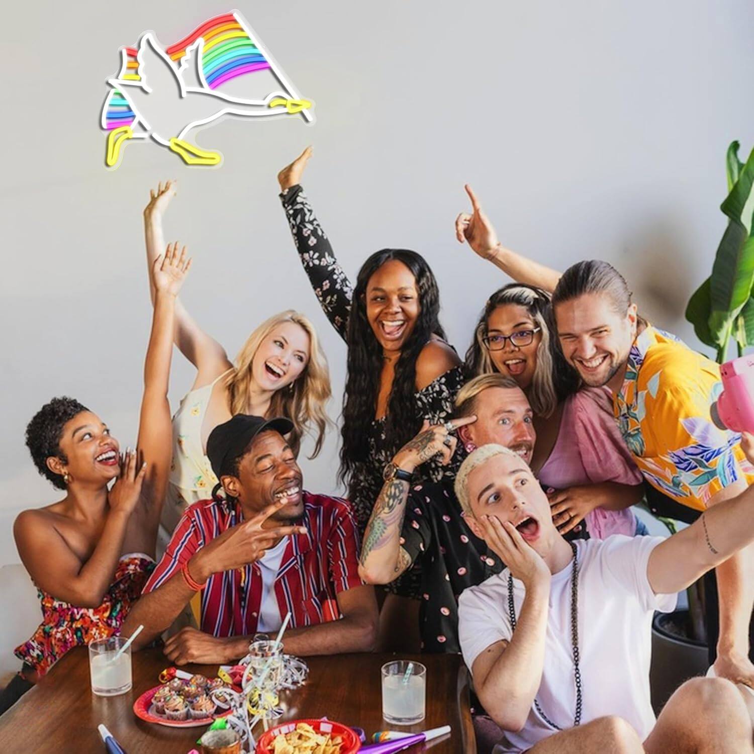 Auledio Rainbow Goose Neon Sign for Wall Decoration,Rainbow Led Funny ...