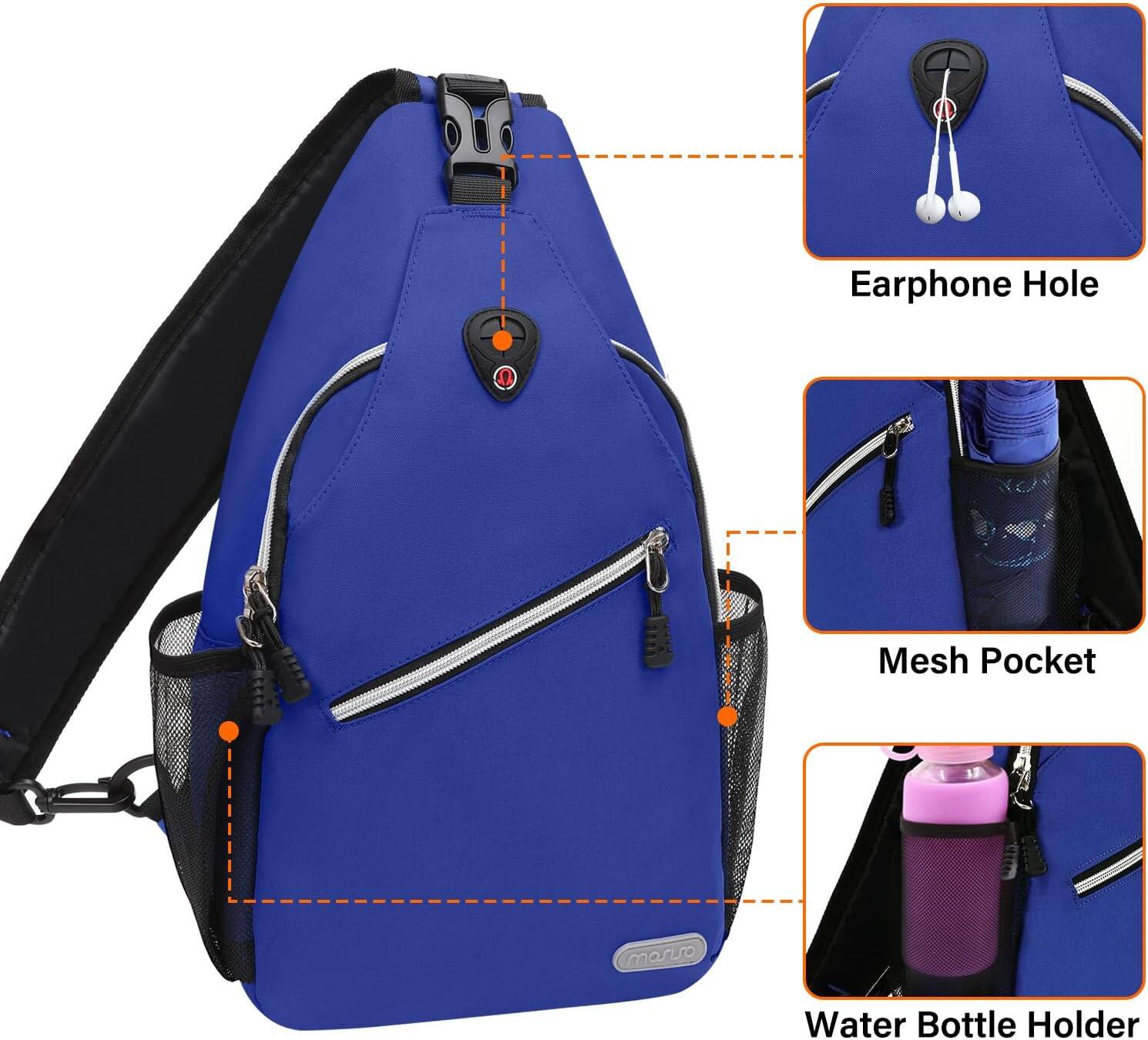 mosiso Sling Backpack Multipurpose Crossbody Shoulder Bag Travel Hiking ...