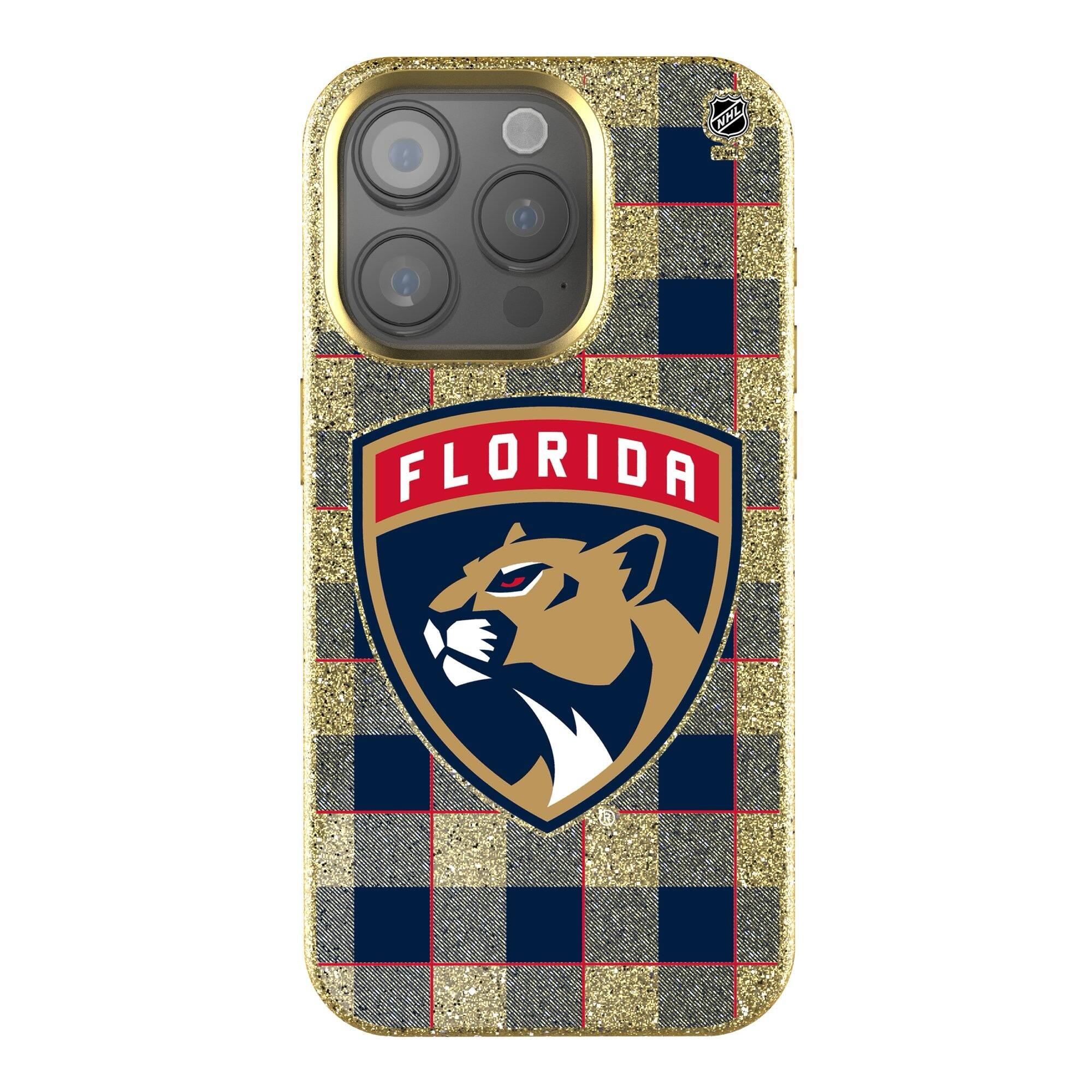 Keyscaper NHL Florida Panthers Plaid Bling iPhone Case 15 Pro Gold ...