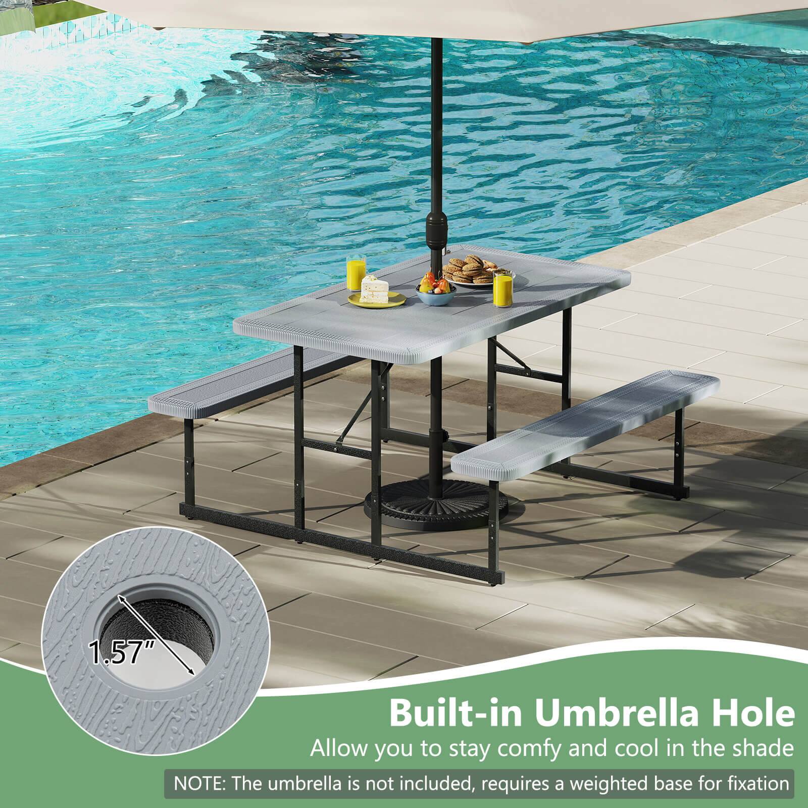 Costway Picnic Table Bench Set for 2 4 People Outdoor Rectangular ...