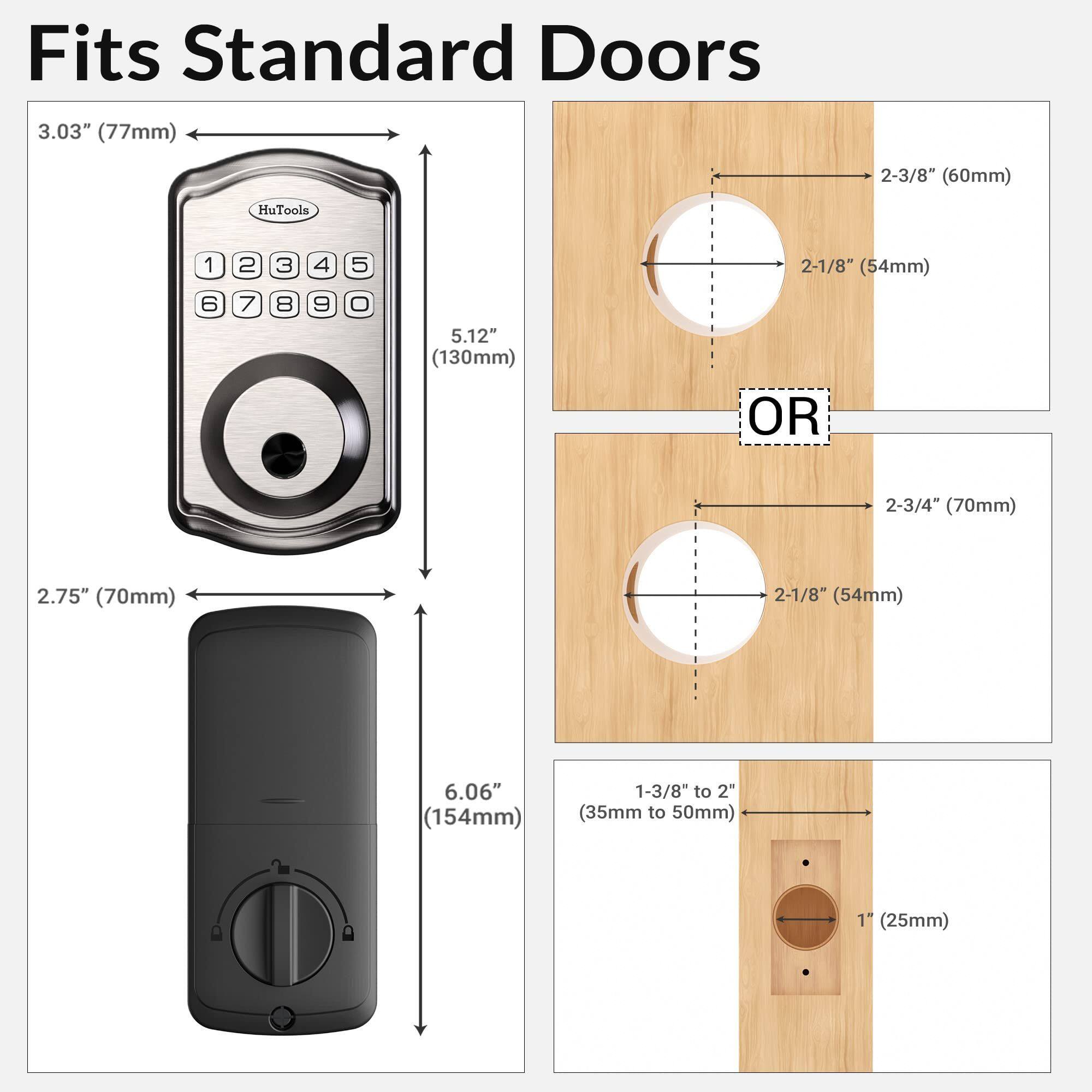 ZACHVO Fingerprint Keyless Deadbolt, Keypad + Emergency Port, Satin ...