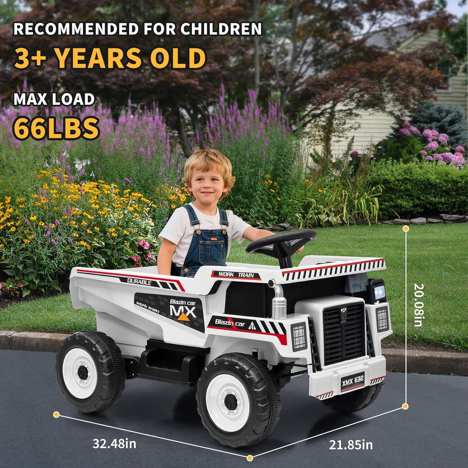 Acekool 12V Kids Ride On Dump Truck, Electric Construction Vehicle with ...