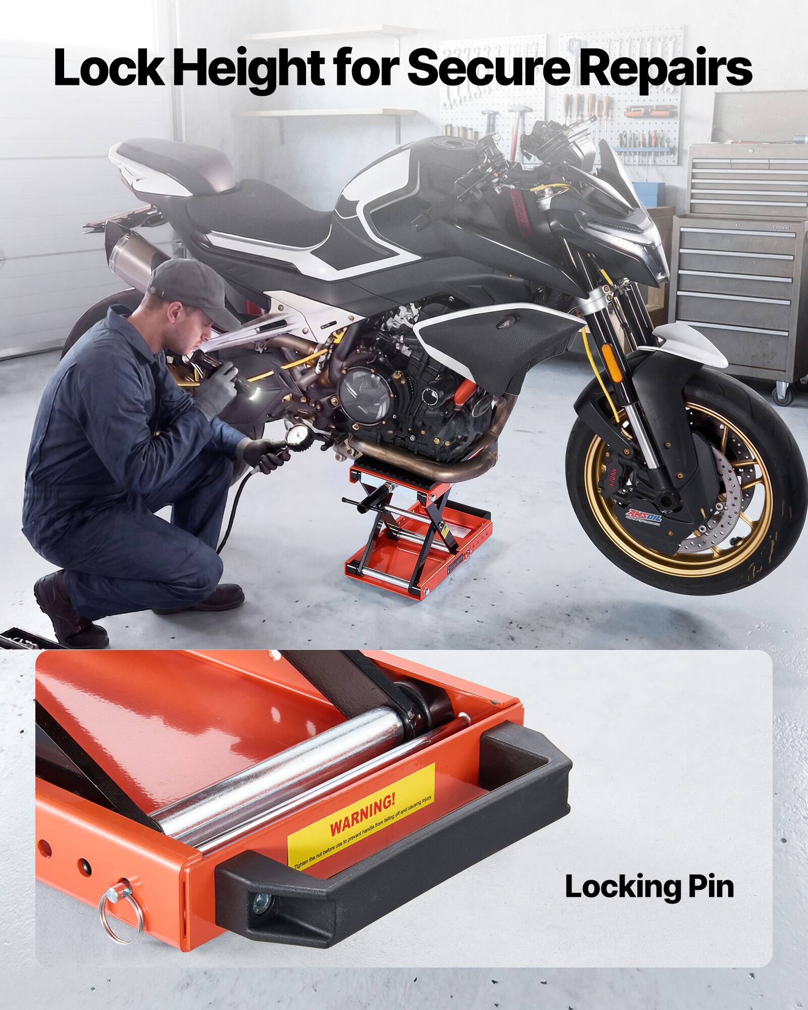 VEVOR Motorcycle Lift, 1500 lbs Motorcycle Scissor Lift Jack with Wide ...