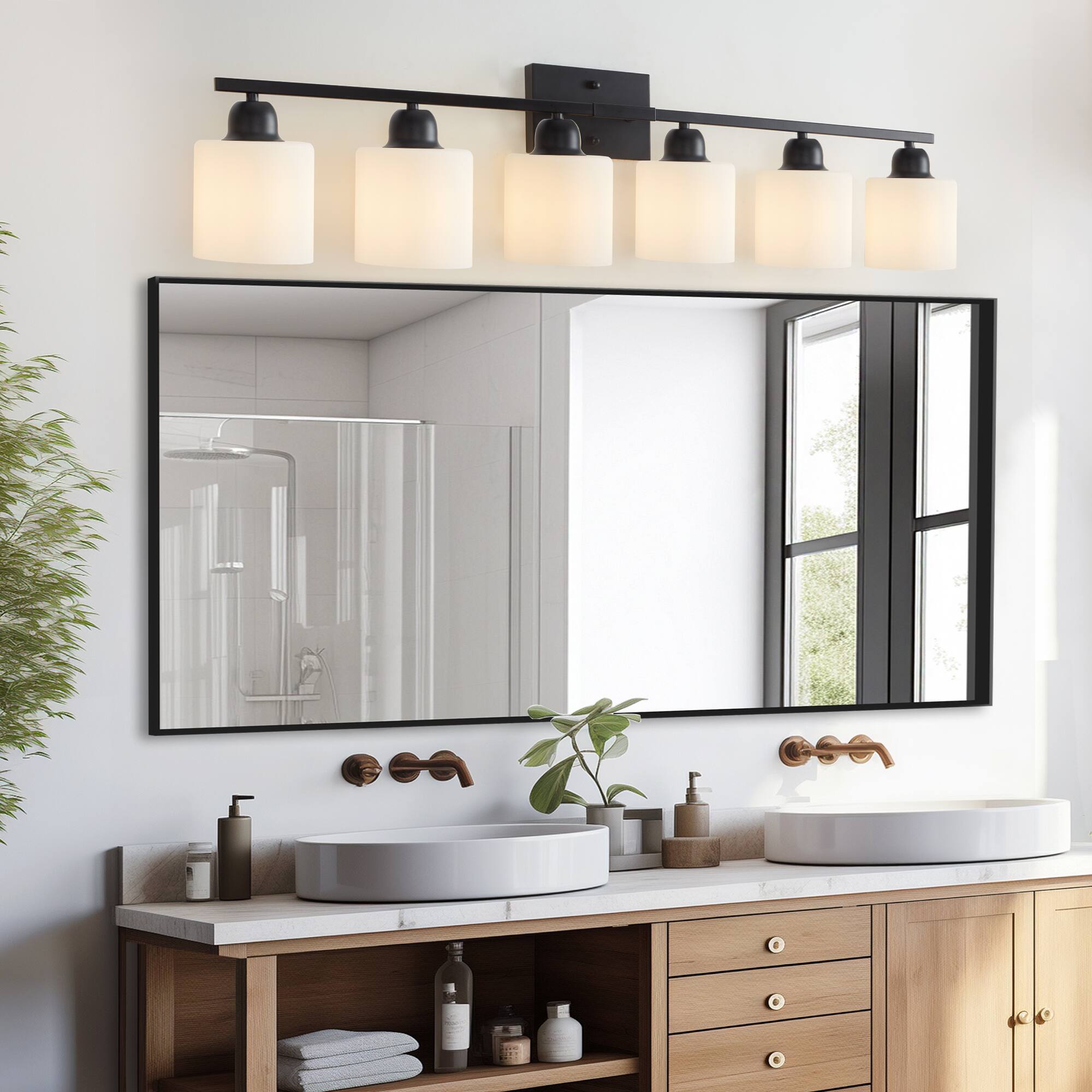 APRILSOUL 6 Light Black Modern Bathroom Vanity Lighting Fixtures for ...