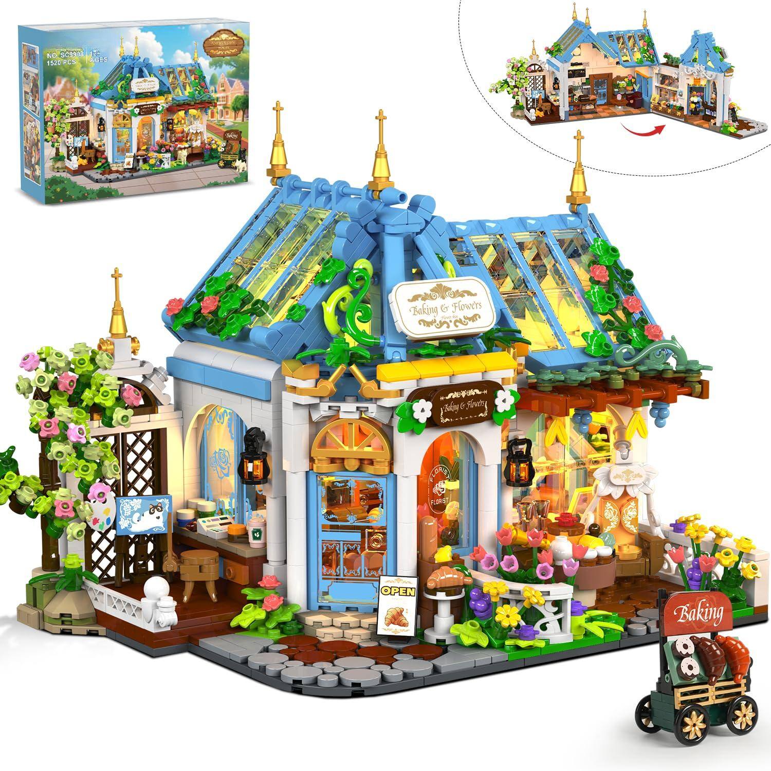 EZTW1 Flower Cafe House Building Set With 1520 Botanical Coffee ...