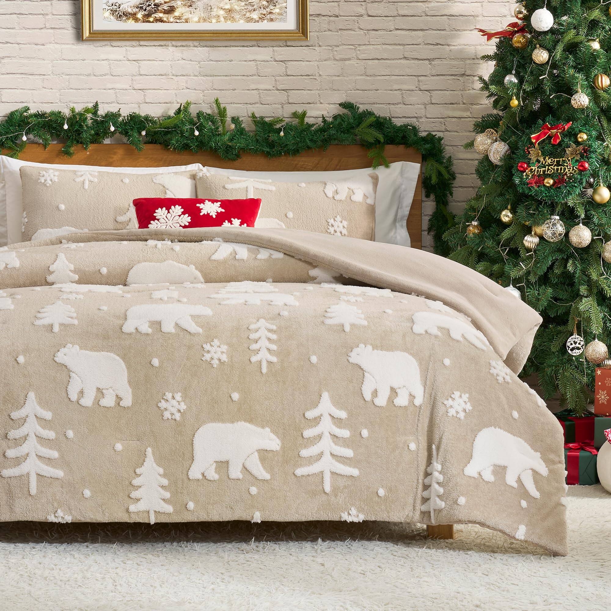 Paradigms Interiors Polar Bear Size Comforter Set Fluffy Sherpa Bed 3 ...