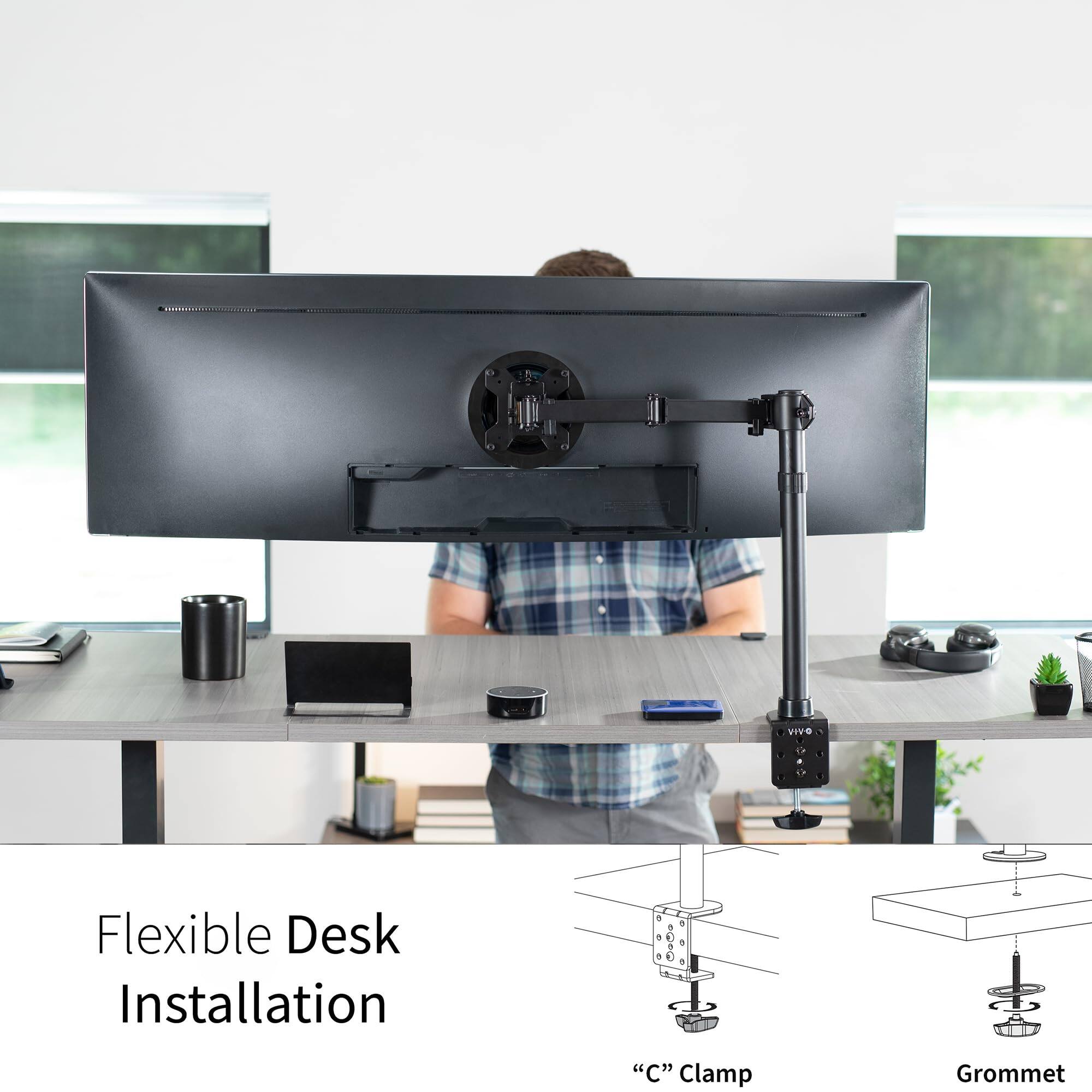 Comfort Essence Large Monitor Arm Desk Mount Holds Screens Up To ...