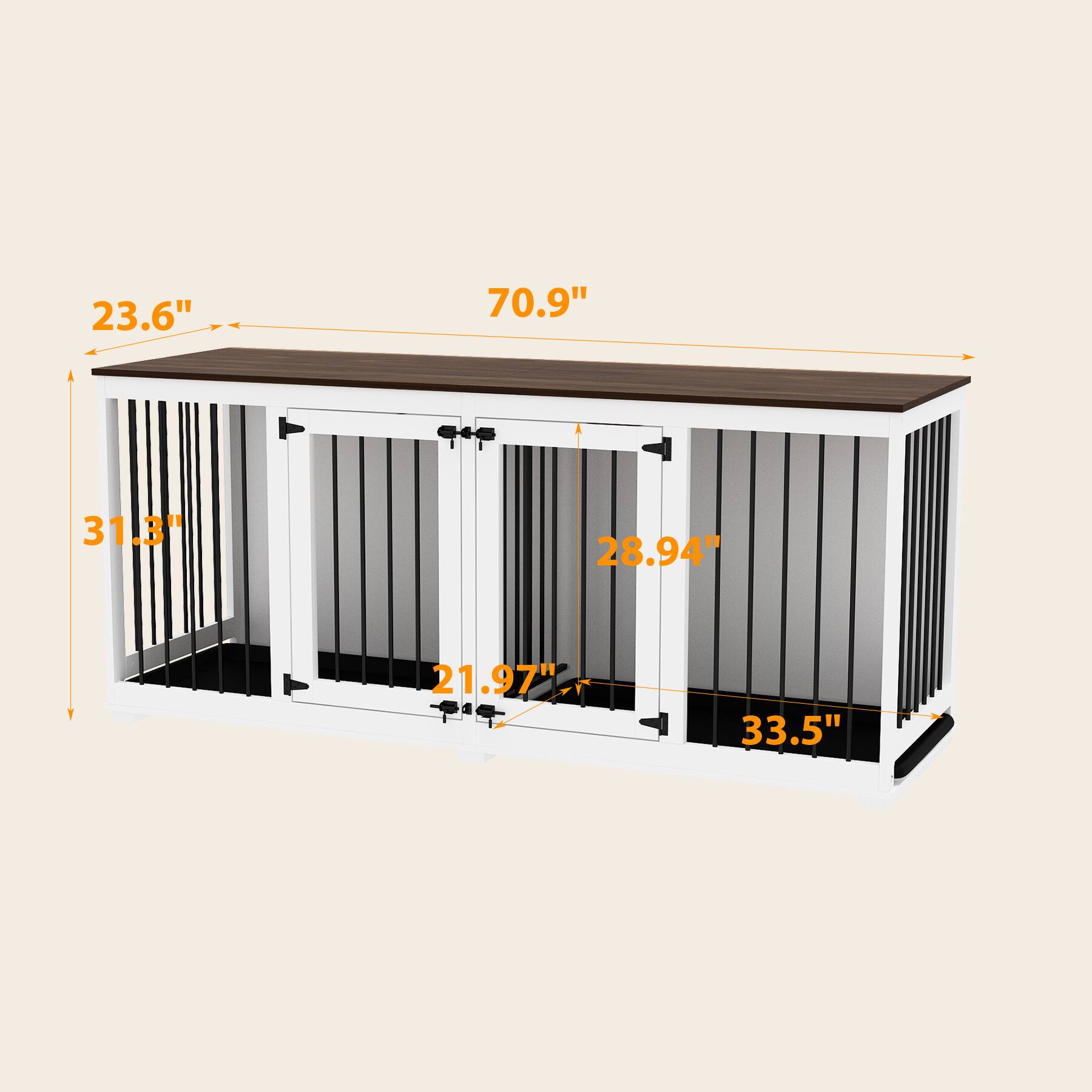 FUFU&GAGA 70.9" Multi Dog Crate Console Table Space Saving Pet Home w ...