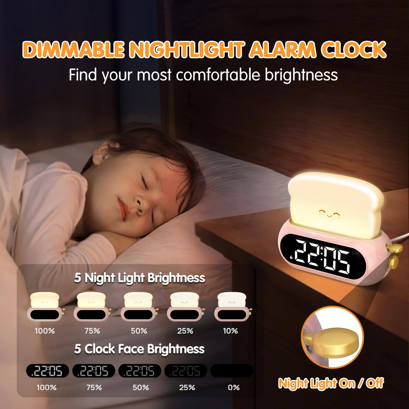 Dazzed Corner Cute Digital Clock, Kids Alarm Clocks with Night Light ...