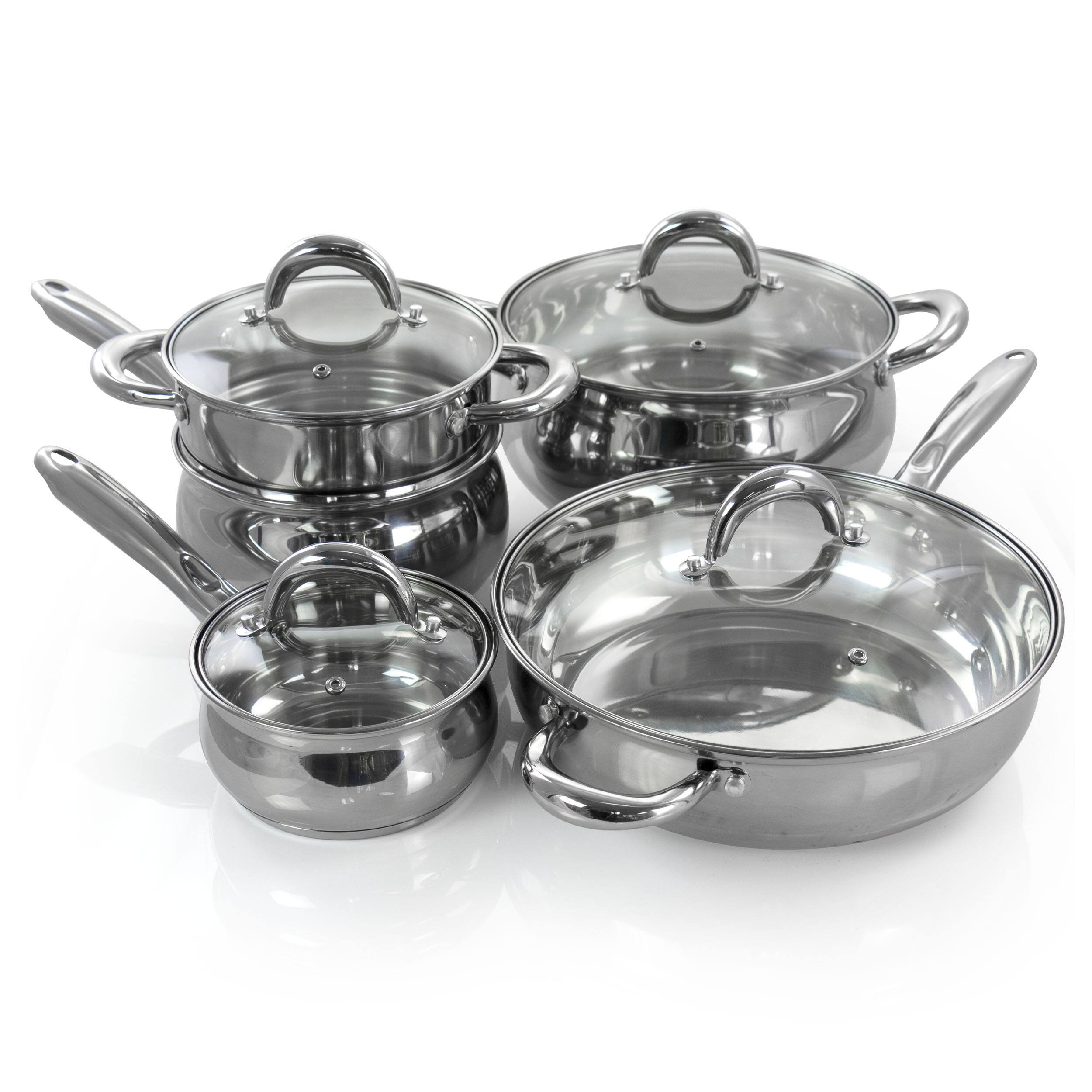 Gibson Home Ancona 12 Piece Stainless Steel Belly Shaped Cookware Set ...