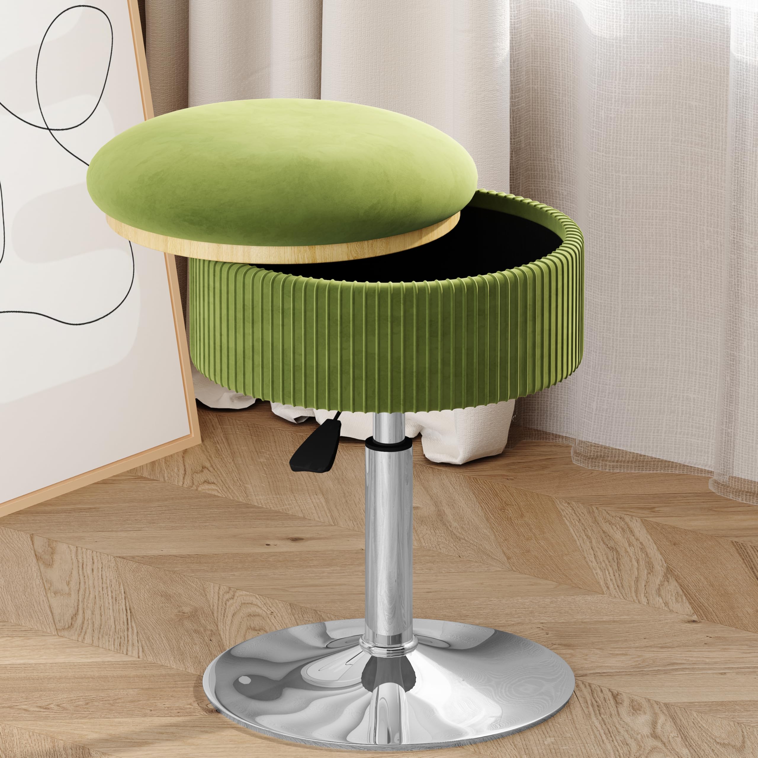 JETRANSPORT Fire resistant Vanity Stool Storage Adjustable Swivel Chair ...