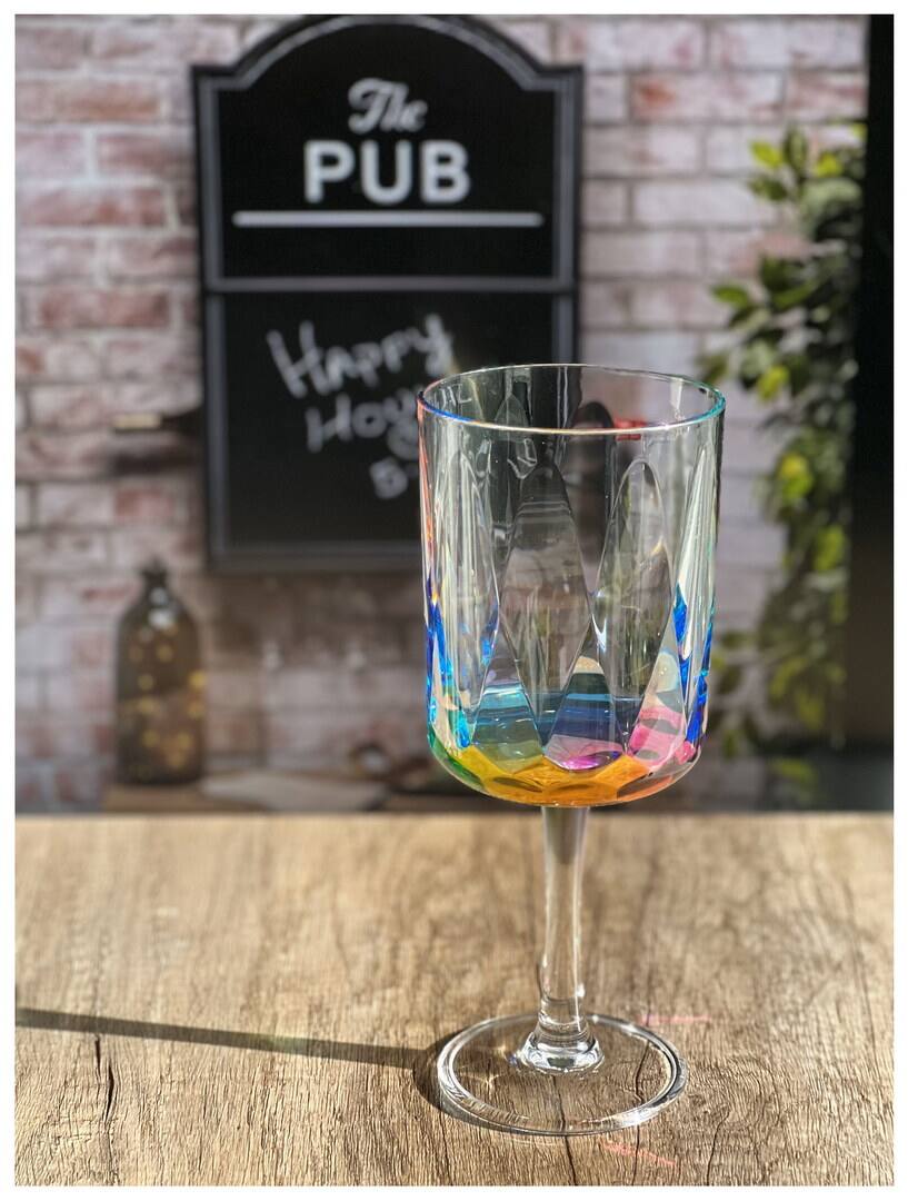 APRILSOUL Rainbow Diamond Plastic Wine Glasses Set of 4 BPA Free ...